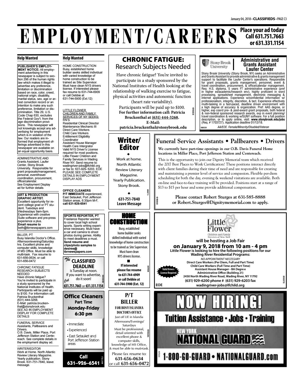 Employment/Careers - January 4, 2018 by TBR News Media - Issuu