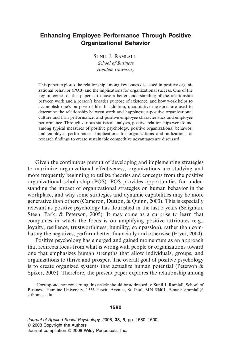 Enhancing employee performance through pob journal of applied social ...