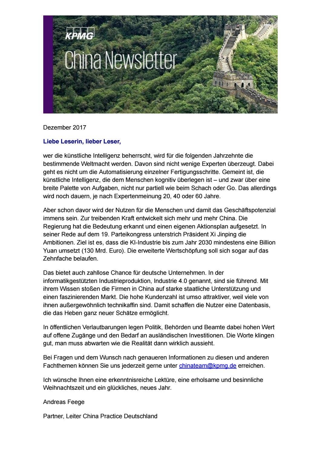 KPMG China Newsletter Dezember 2017 by KPMG AG ...