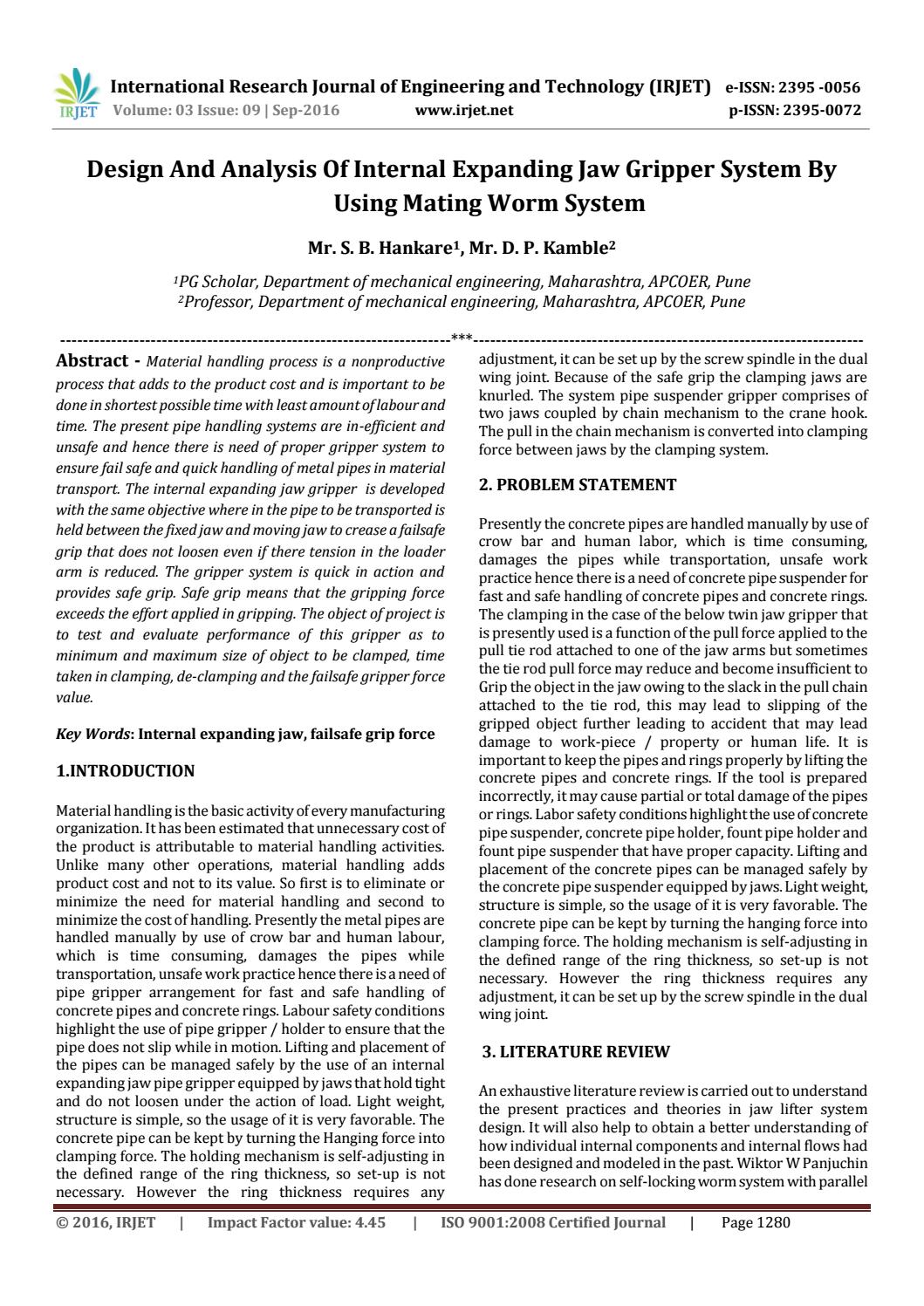 Design And Analysis Of Internal Expanding Jaw Gripper System By Using ...