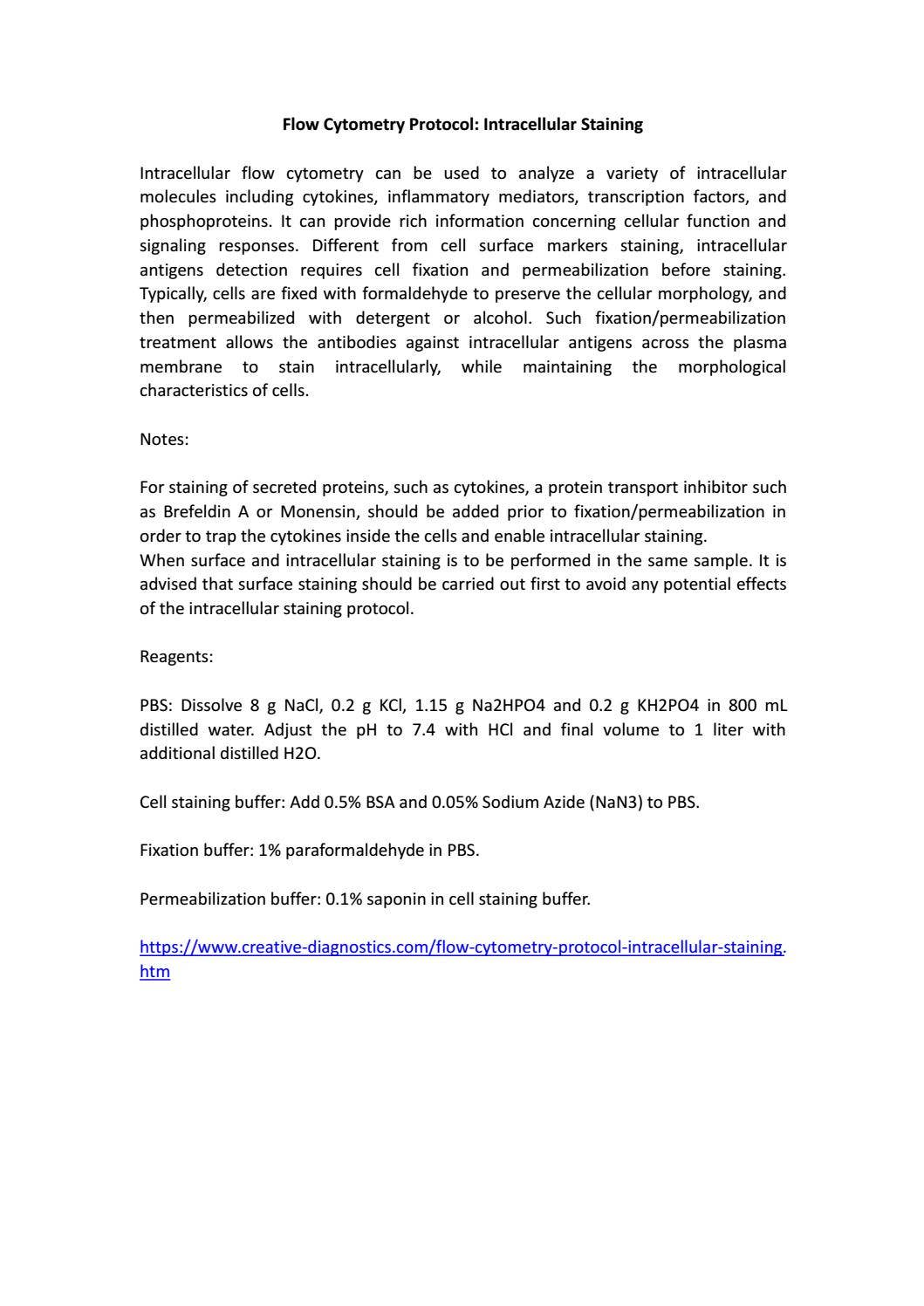 Flow Cytometry Protocol By Creative Diagnostics Issuu
