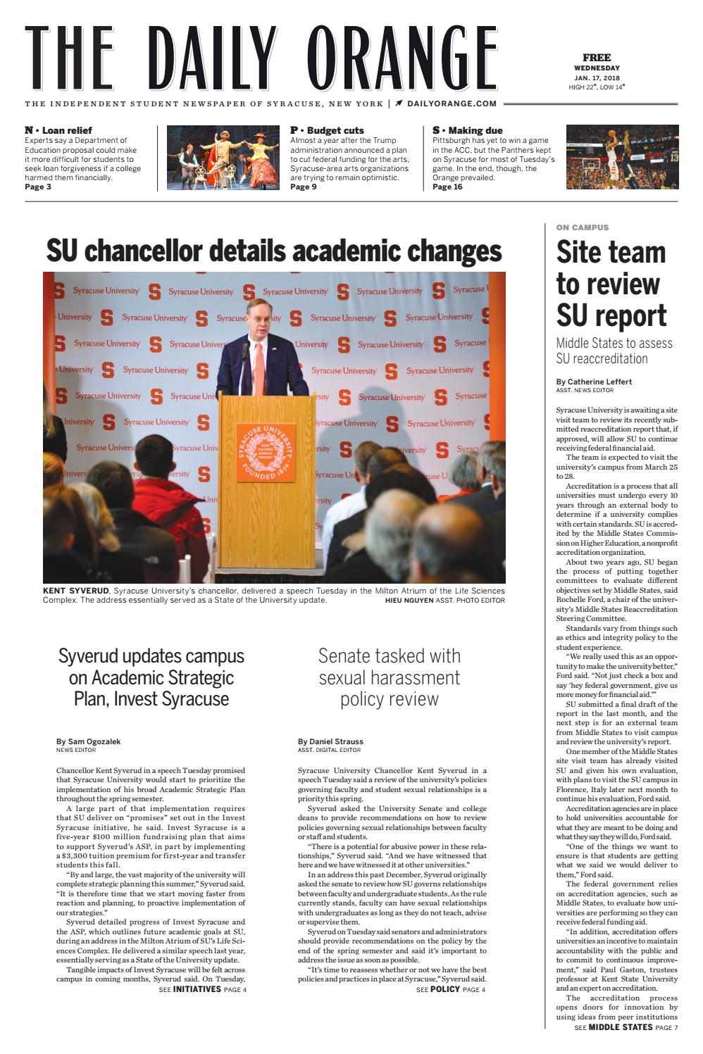 Jan. 17, 2018 by The Daily Orange - Issuu