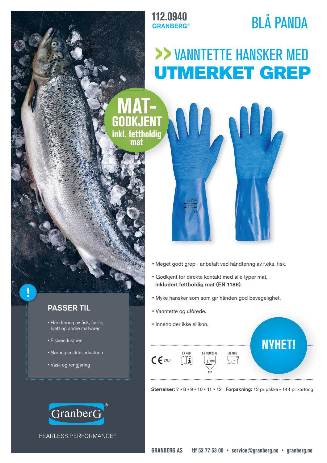 Granberg blå panda hanske med utmerket grep by Granberg Protective ...