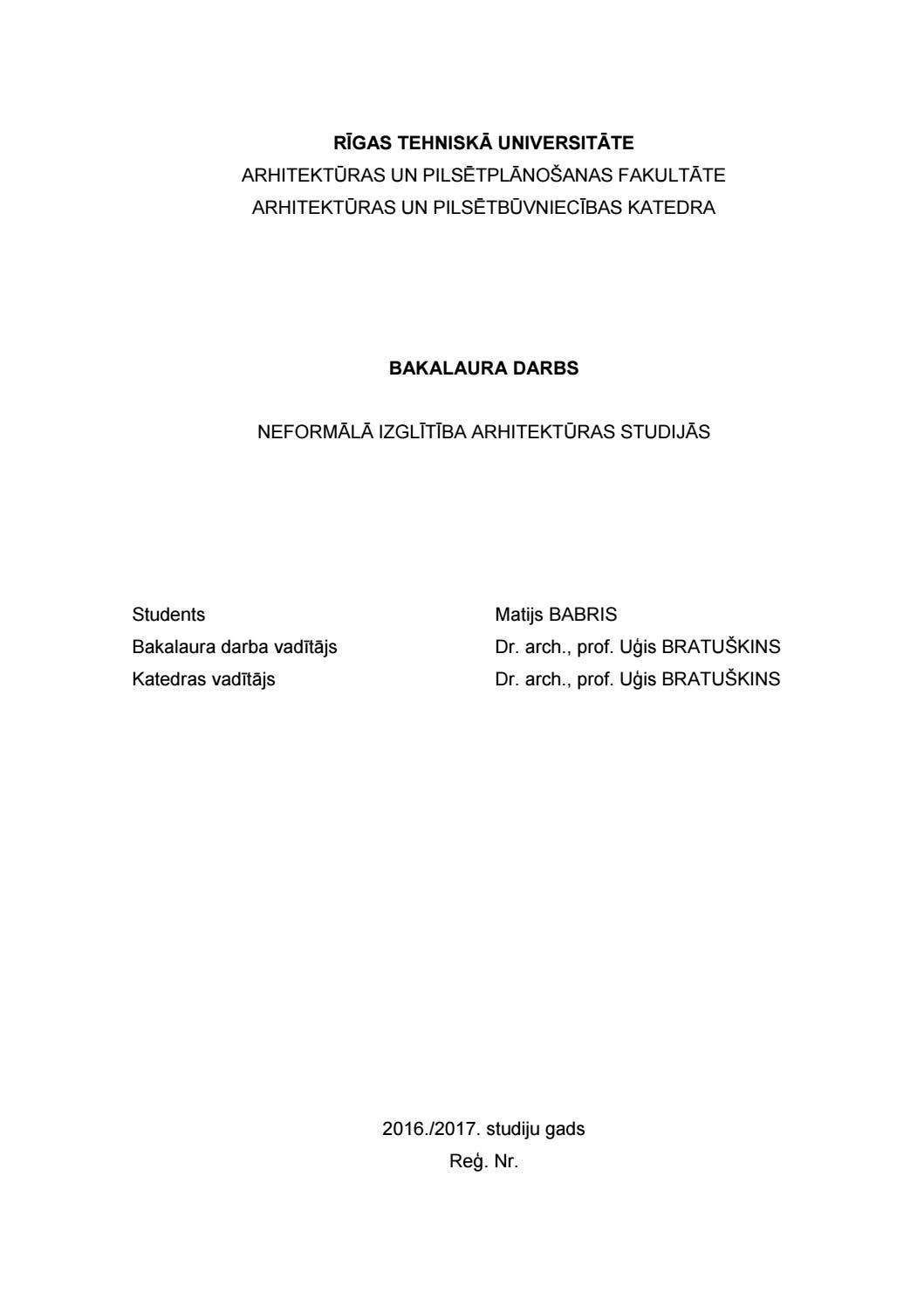 Bachelor's thesis RTU M.Babris by Matijs Babris - Issuu