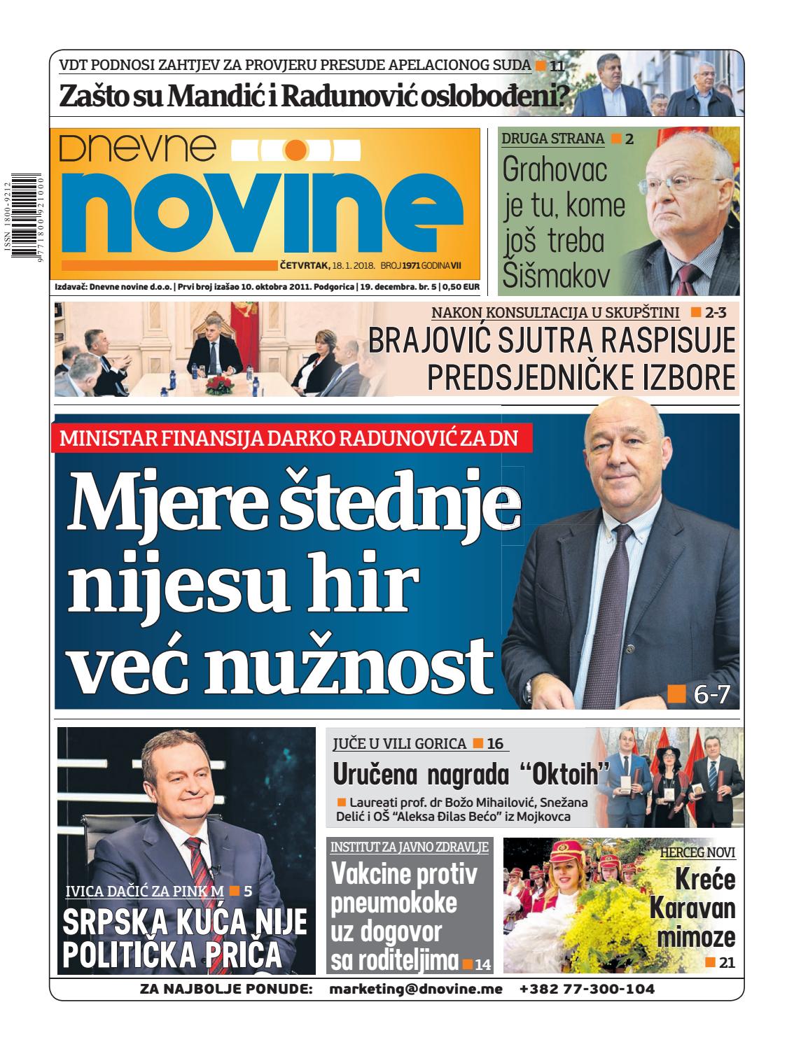 Dnevne novine 18. januar 2018. by Dnevne Novine - Issuu