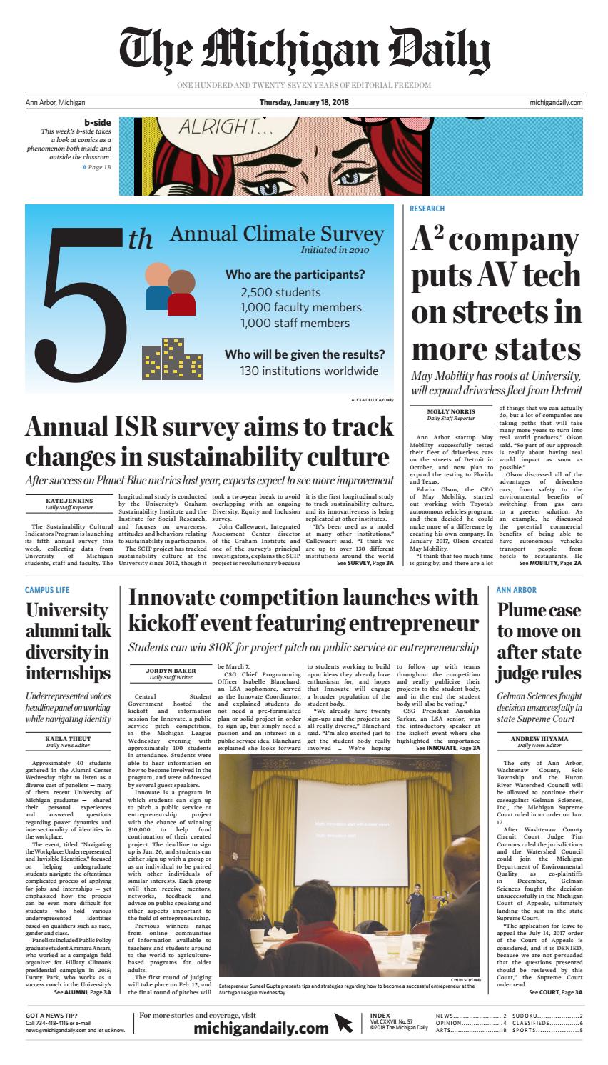 2018-01-18 by The Michigan Daily - Issuu