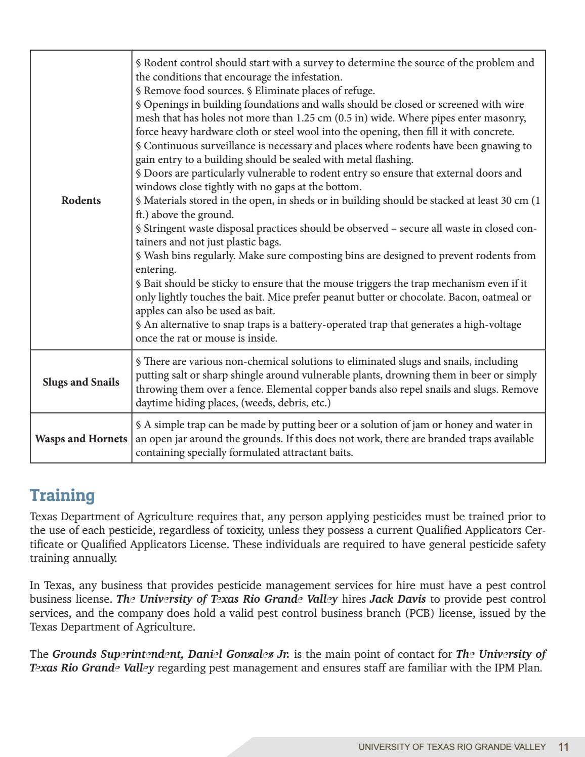 UTRGV Integrated Pest Management Plan by UTRGV Office For ...