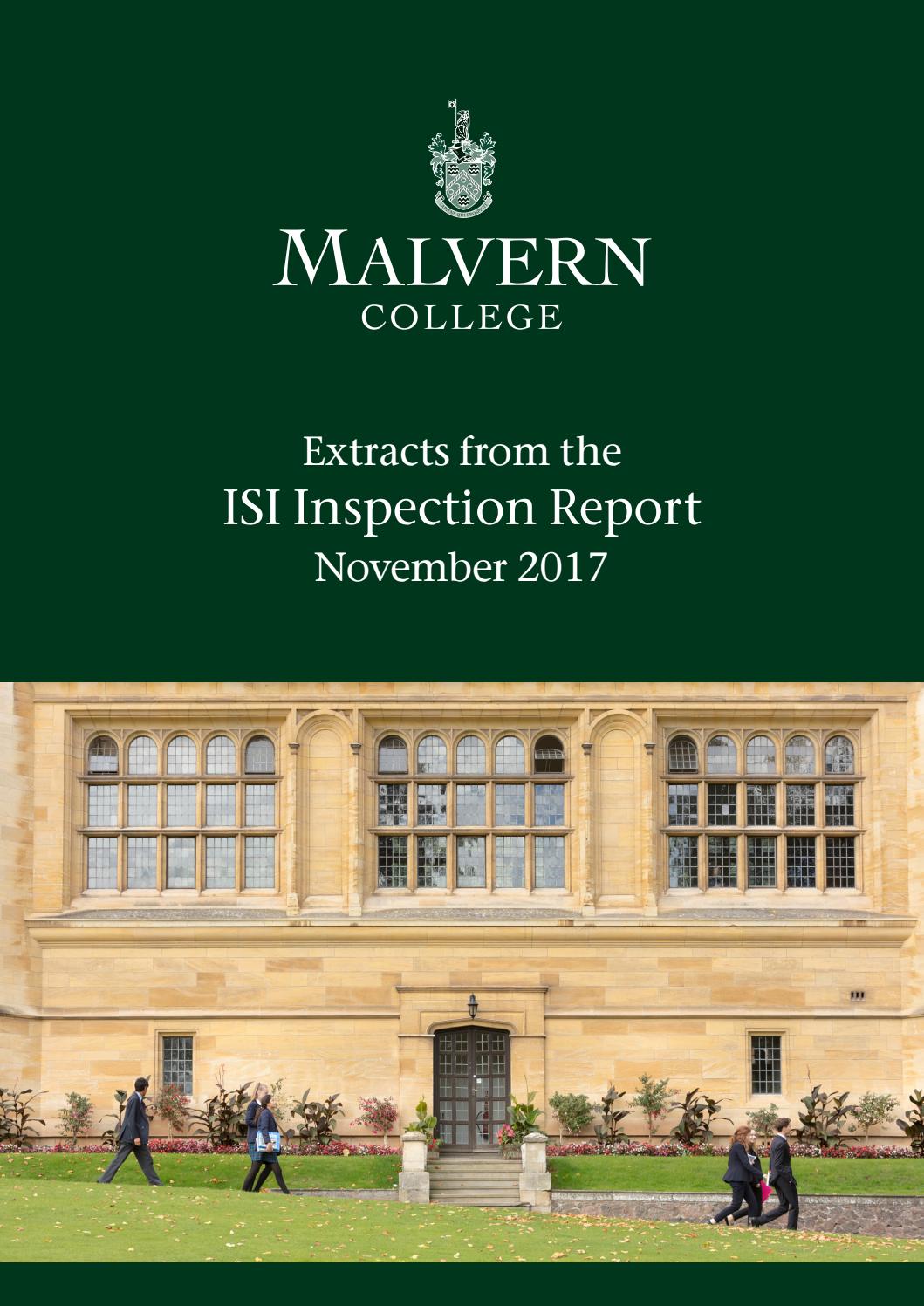 ISI Report Extracts November 2017 by Malvern College - Issuu