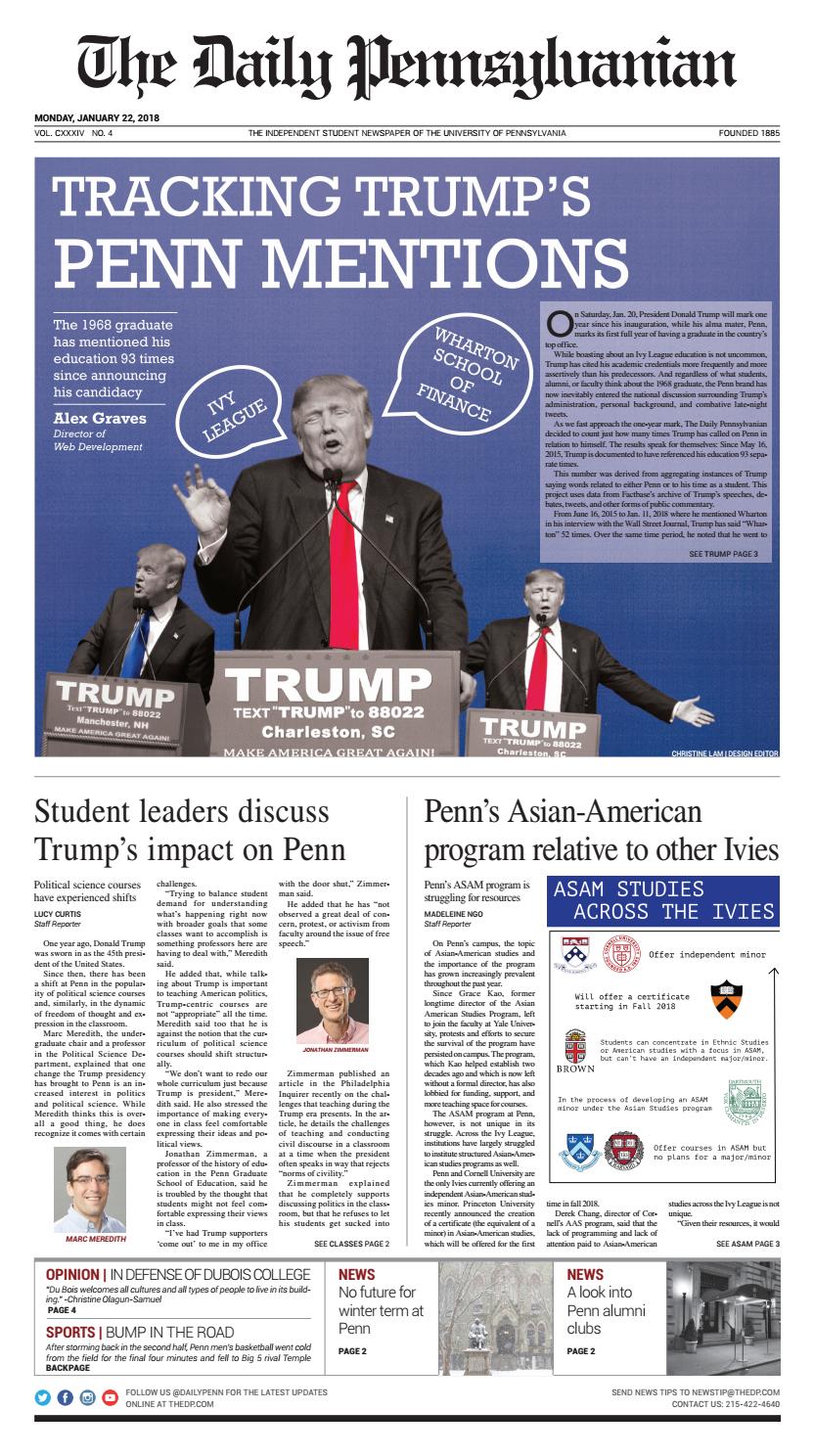 January 22, 2018 by The Daily Pennsylvanian - Issuu