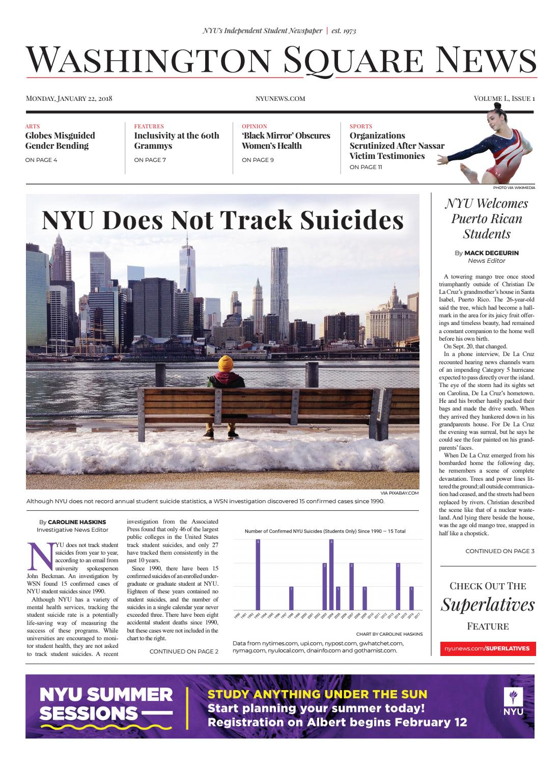 Washington Square News January 22, 2018 by Washington Square News - Issuu