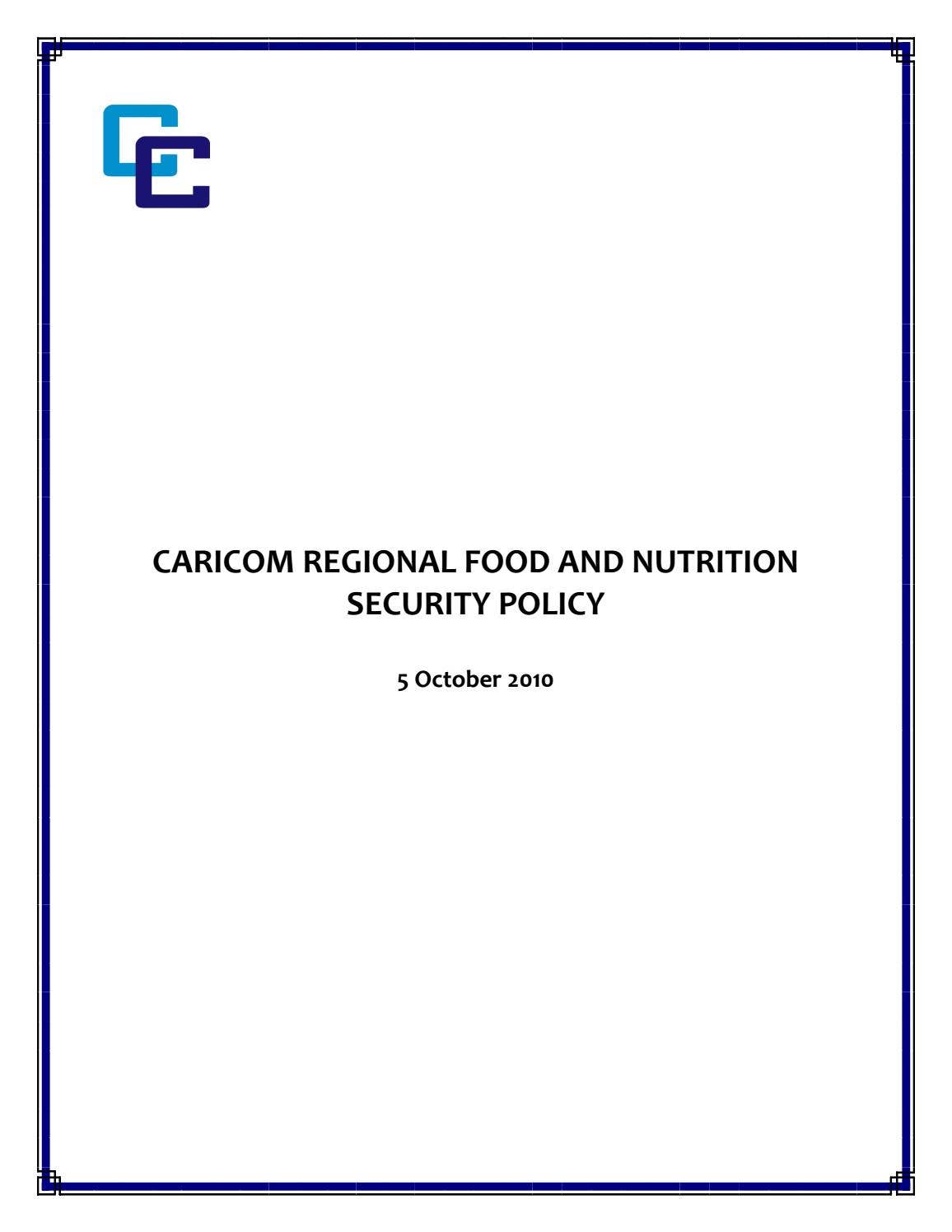 CARICOM Regional Food And Nutrition Security Policy by Caribbean ...