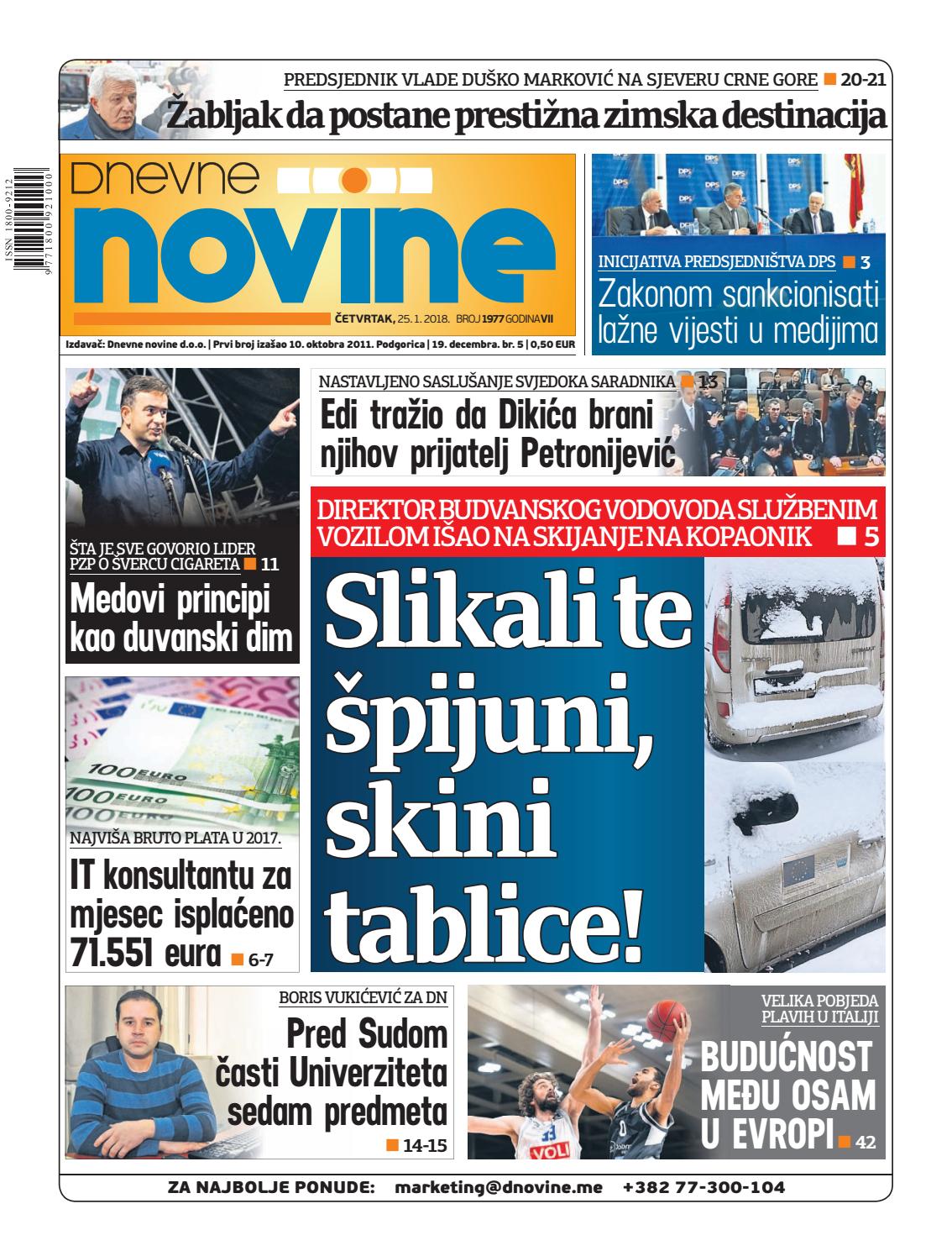Dnevne novine 25. januar 2018. by Dnevne Novine - Issuu