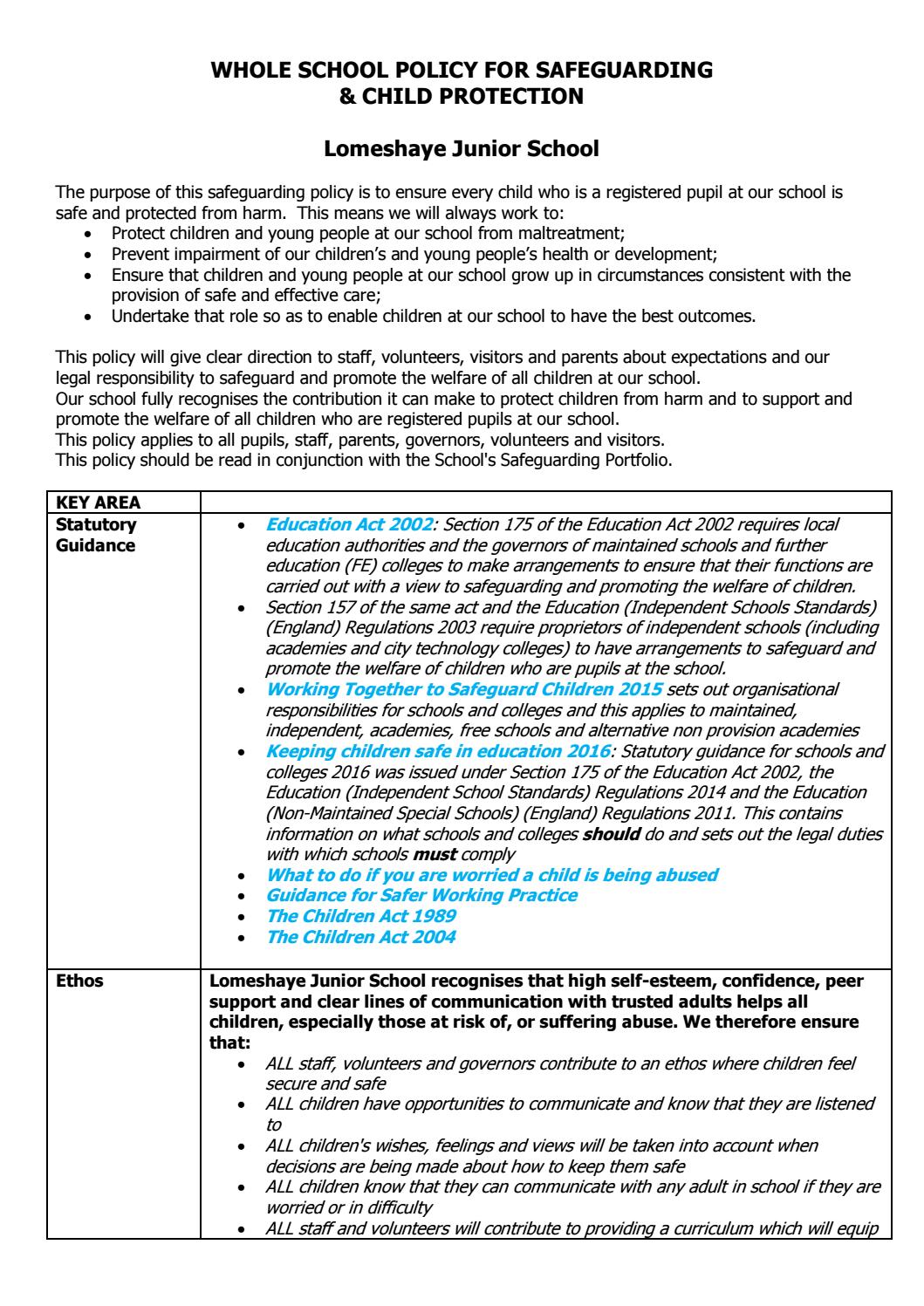 Safeguarding Policy 2017- 2018 by Schudio - Issuu