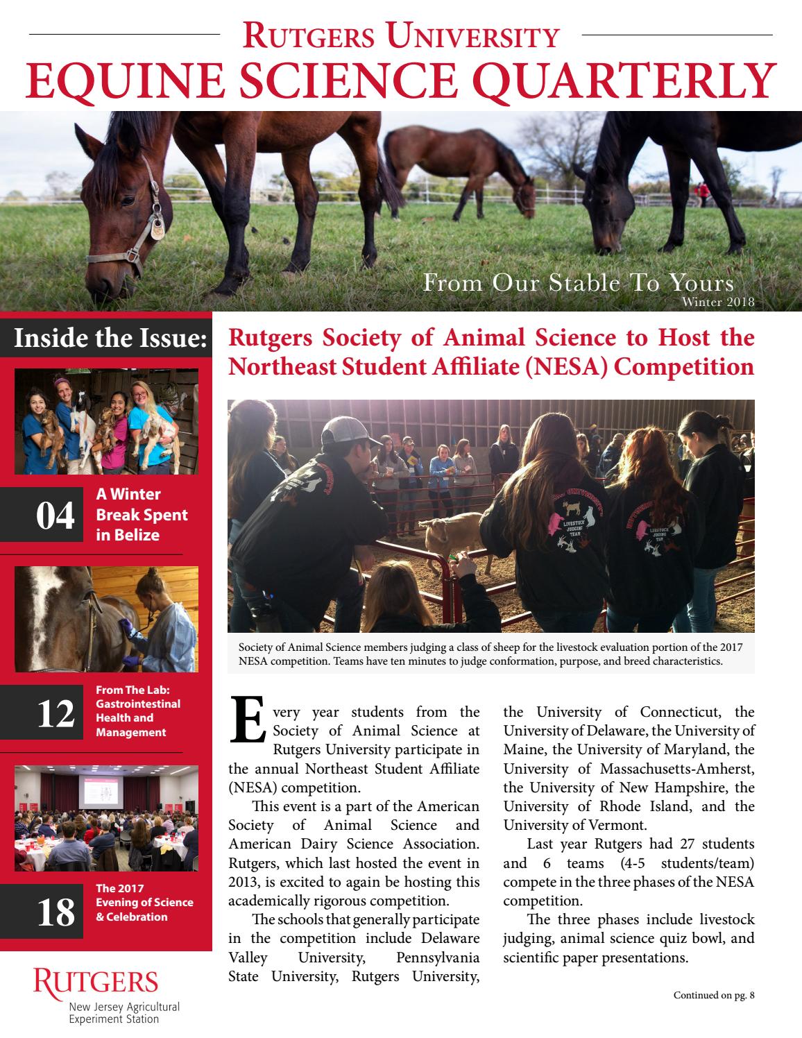 Rutgers University Equine Science Quarterly: Winter 2018 by Rutgers ...