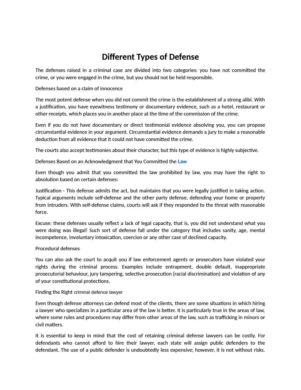 Different types of defense by DefenceLawyer - Issuu