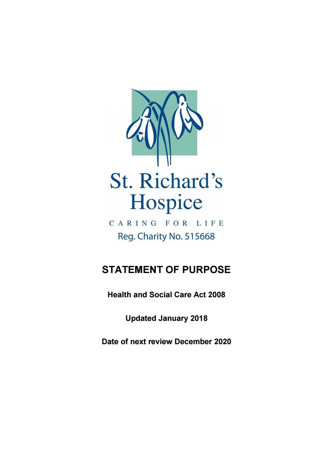 St Richard's Hospice Statement of Purpose by St Richard's Hospice - Issuu