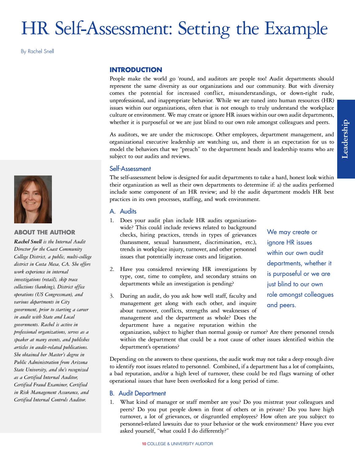 HR Self Assessment Setting The Example By KellenComm Issuu