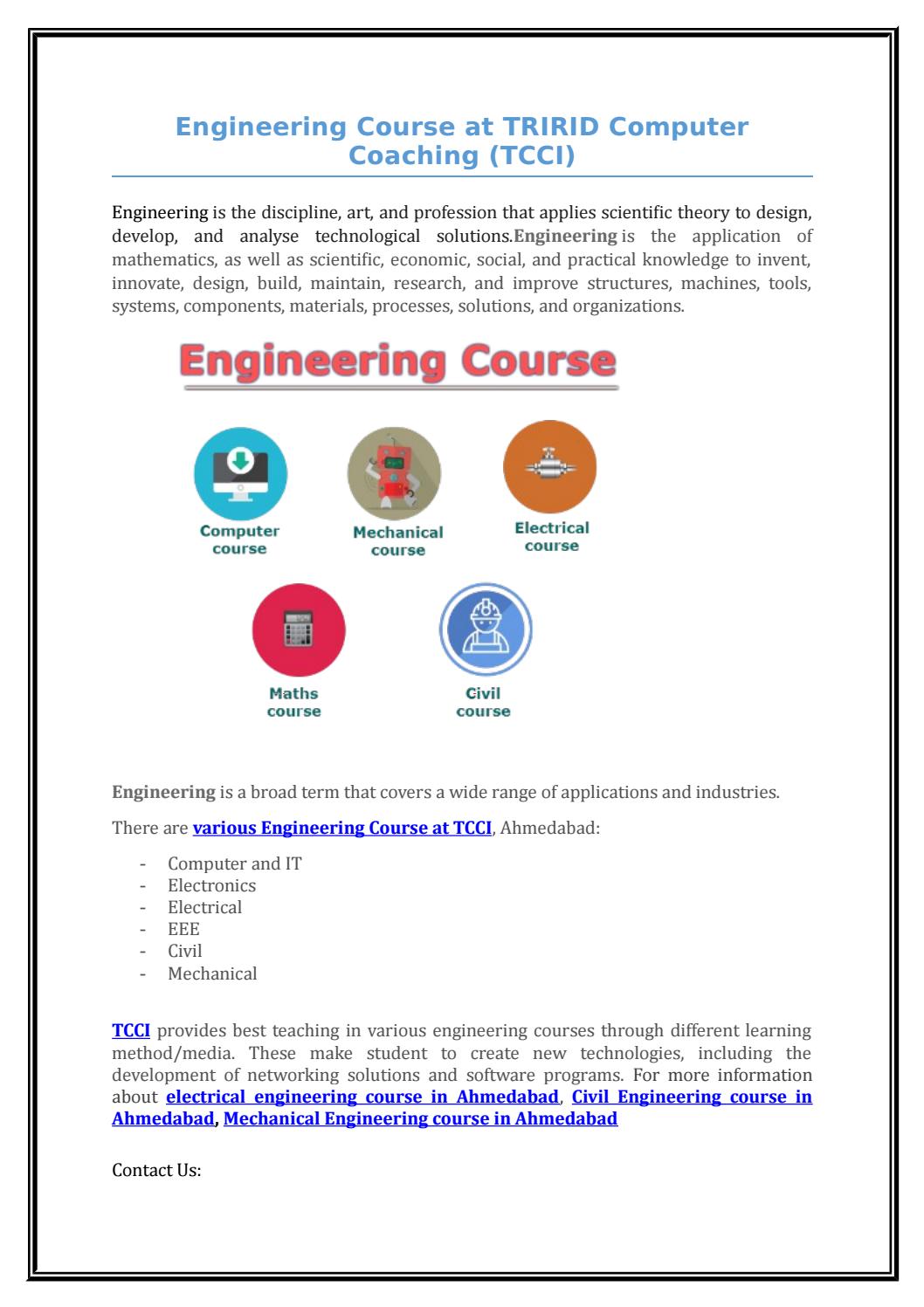 Engineering course at tririd computer coaching (tcci) by Rosario Riley ...
