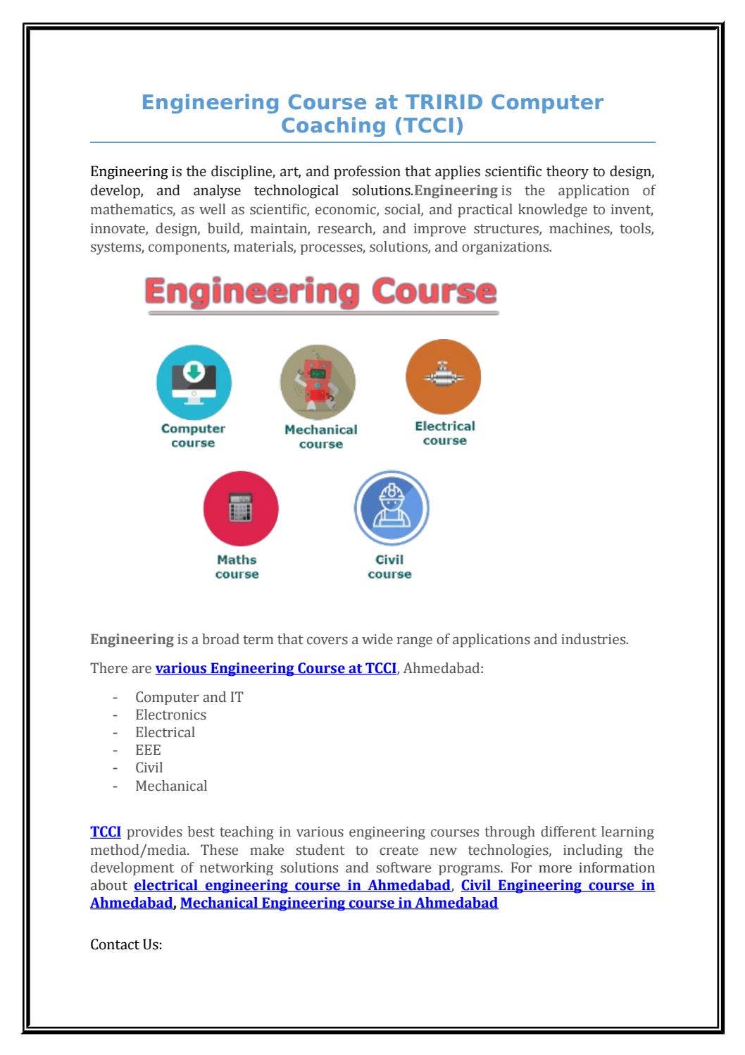 Engineering course at tririd computer coaching (tcci) by Rosario Riley ...
