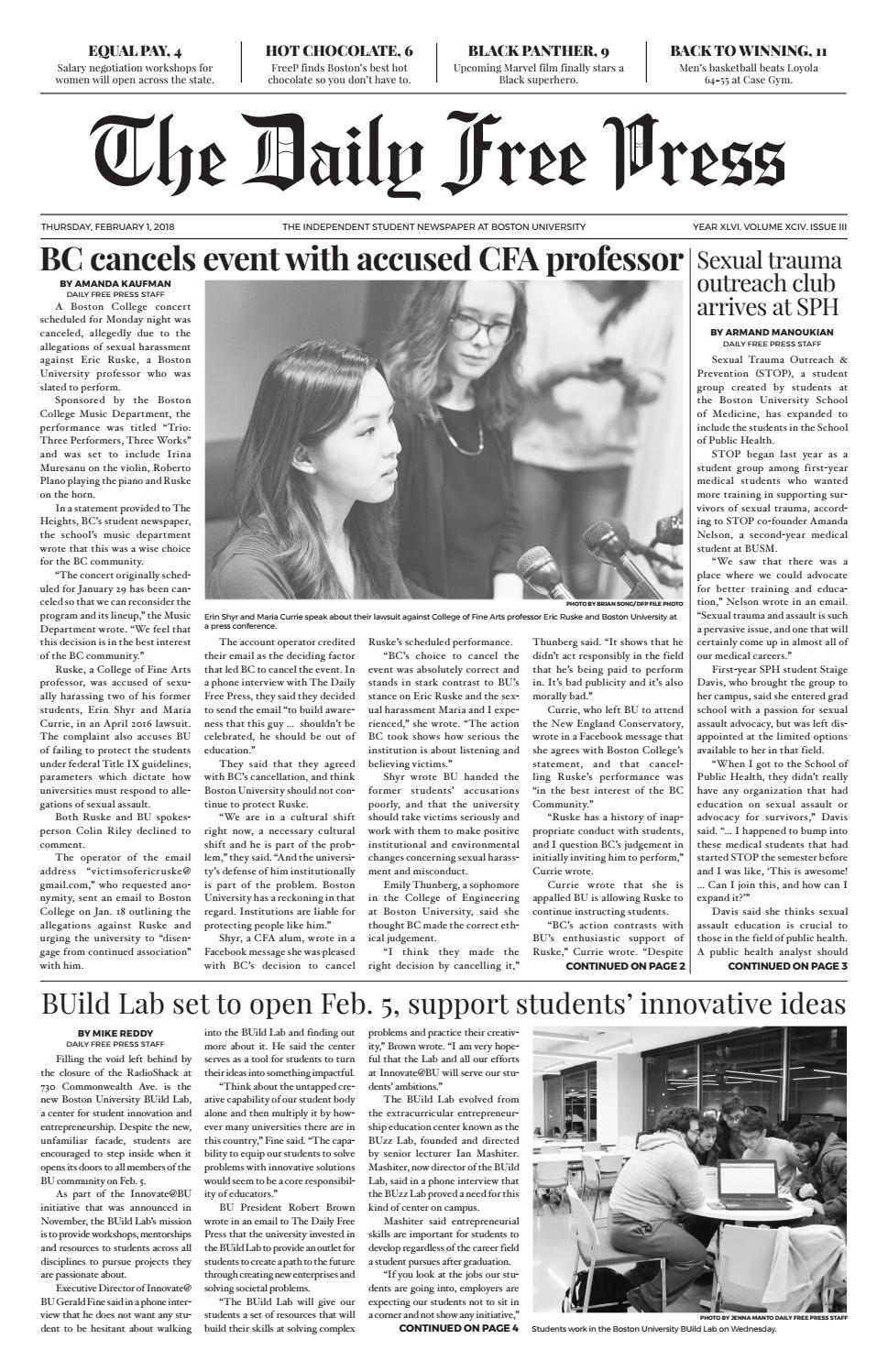 2-1-2018 by The Daily Free Press - Issuu