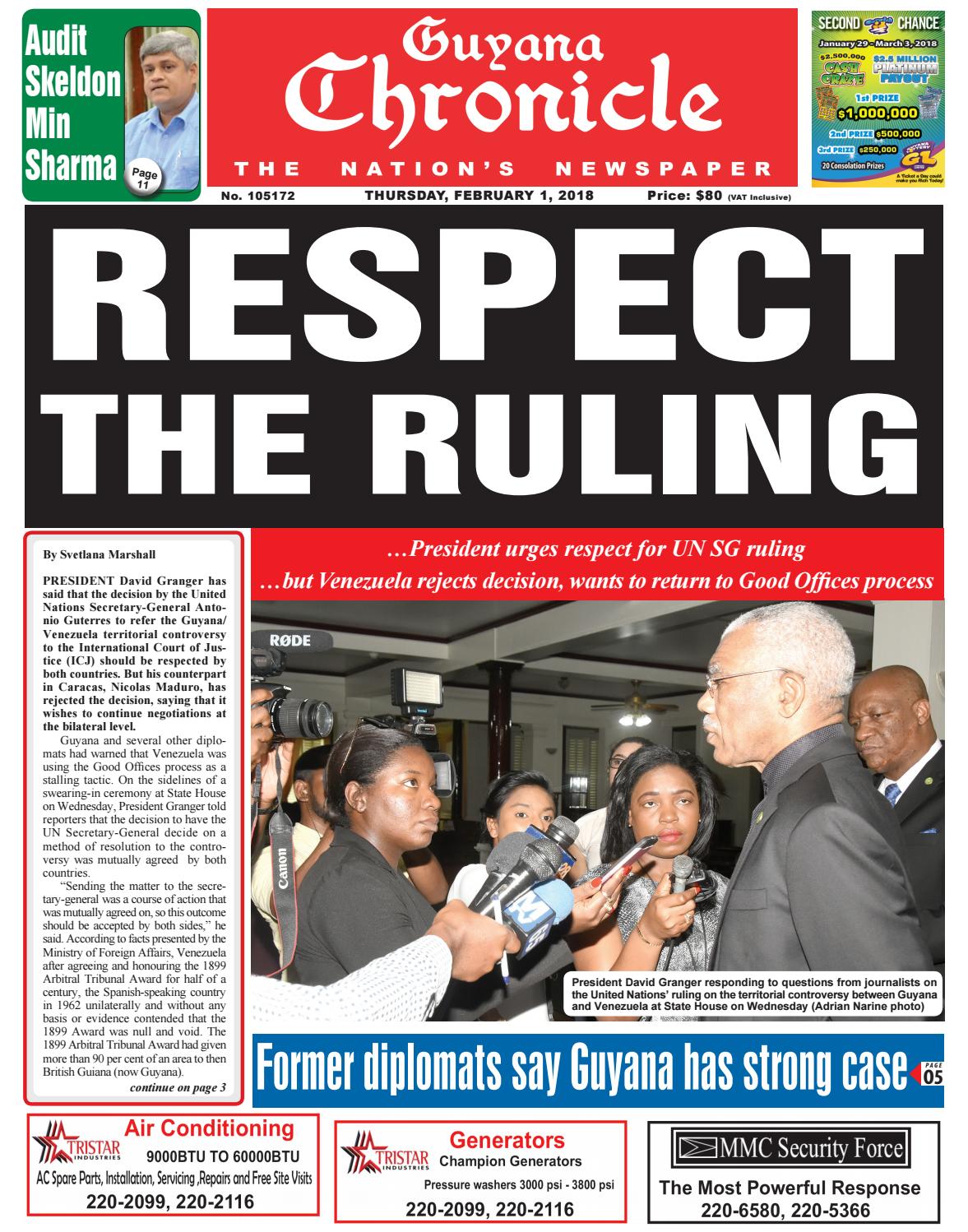 Guyana chronicle e paper 02 01 2018 by Guyana Chronicle - Issuu