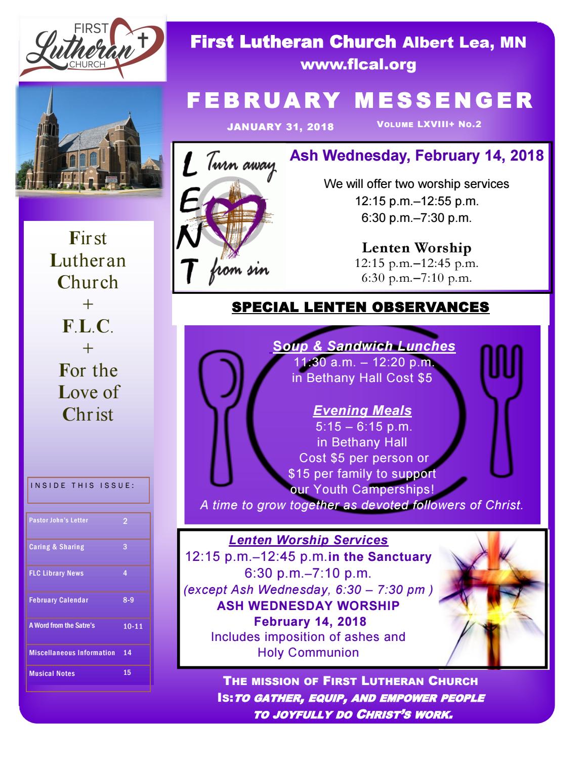 February 2018 by First Lutheran Church Messenger - Issuu