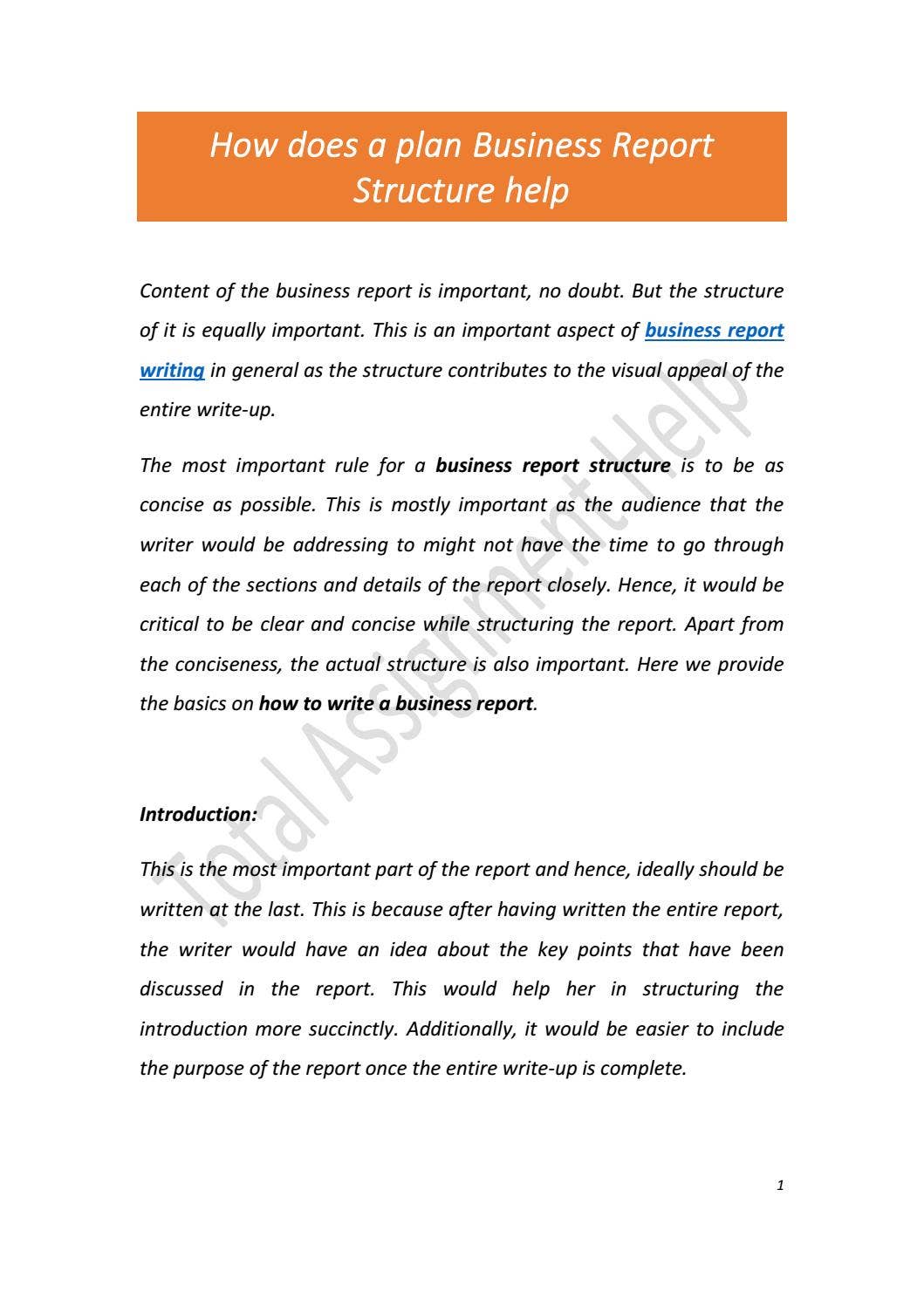How does a plan Business Report Structure help by Total Assignment Help ...
