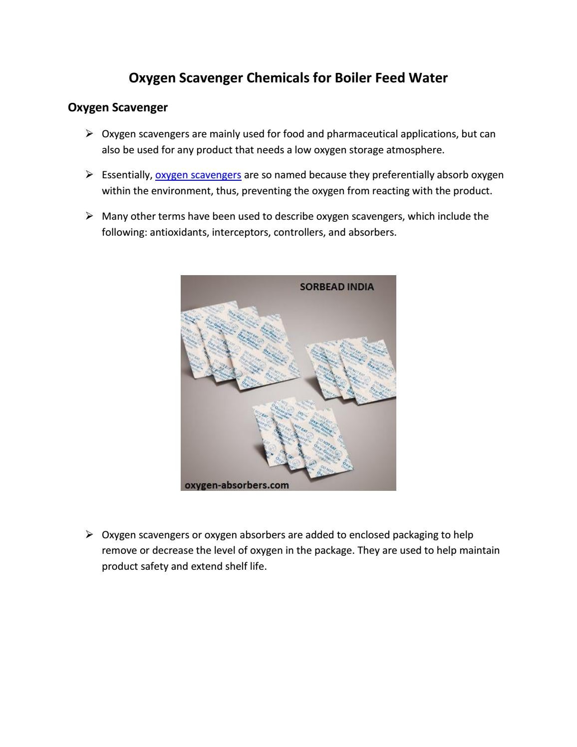 Oxygen scavenger chemicals for boiler feed water by oxygenabsorbers - Issuu