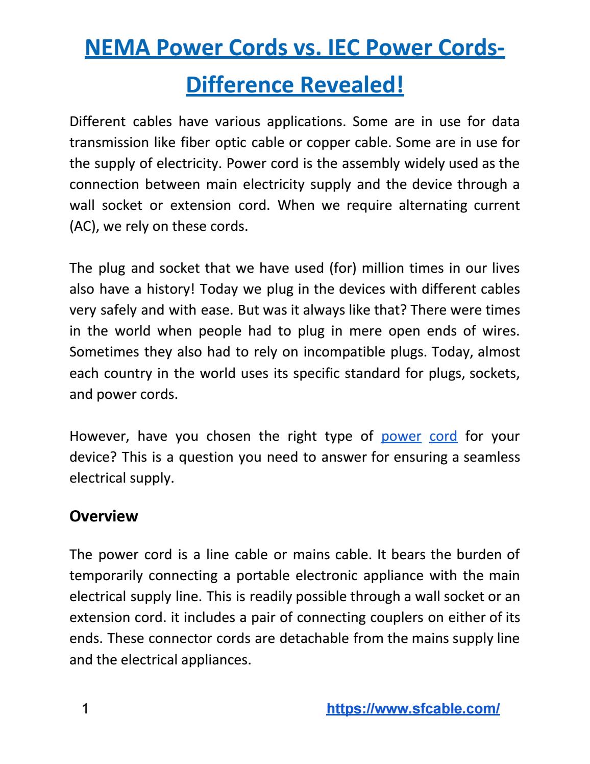 Nema power cords vs iec power cords difference revealed! (1) by Sf ...