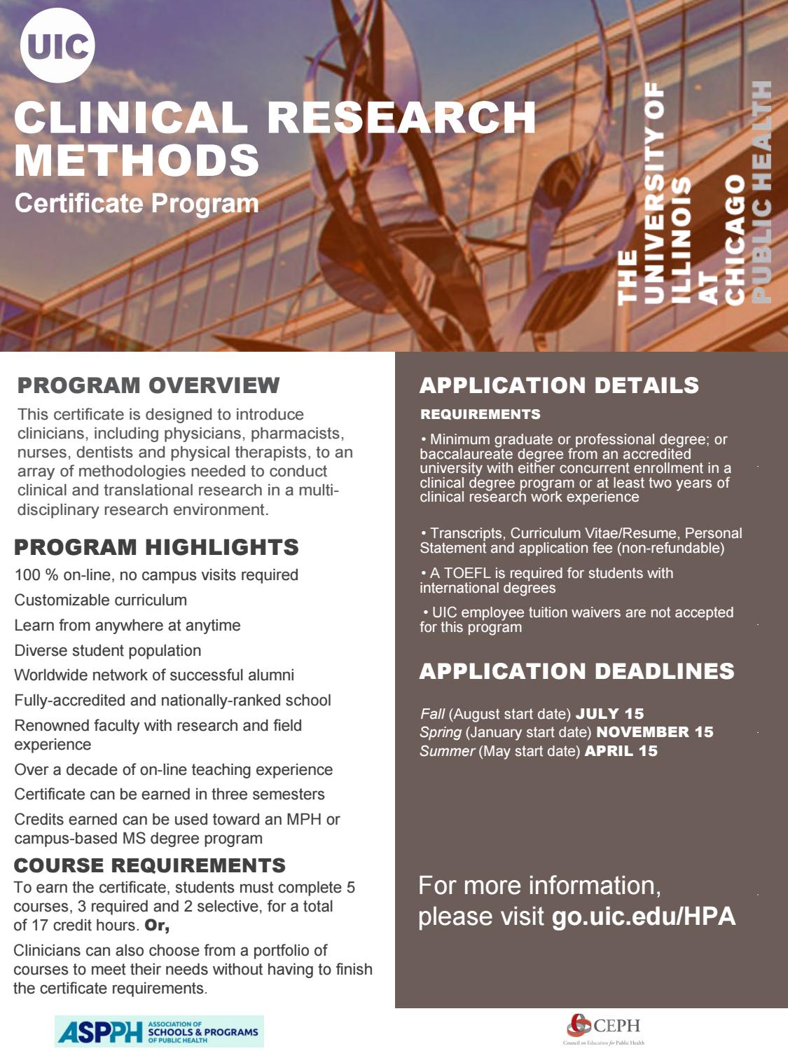 Clinical Research Methods by UIC Health Policy and Administration - Issuu