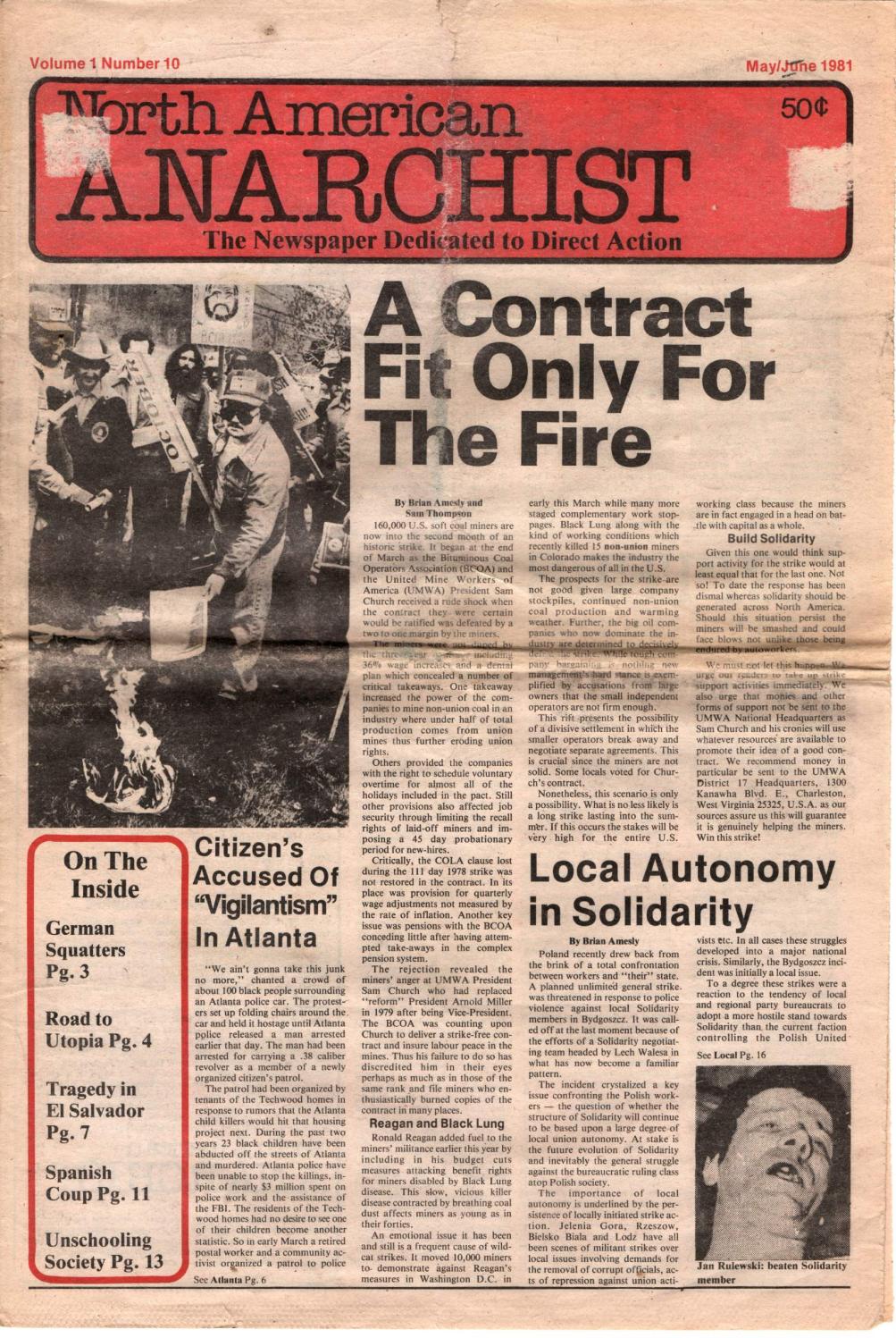 North American Anarchist, Vol. 1, No. 10, May - June 1981 by Dragonfly ...