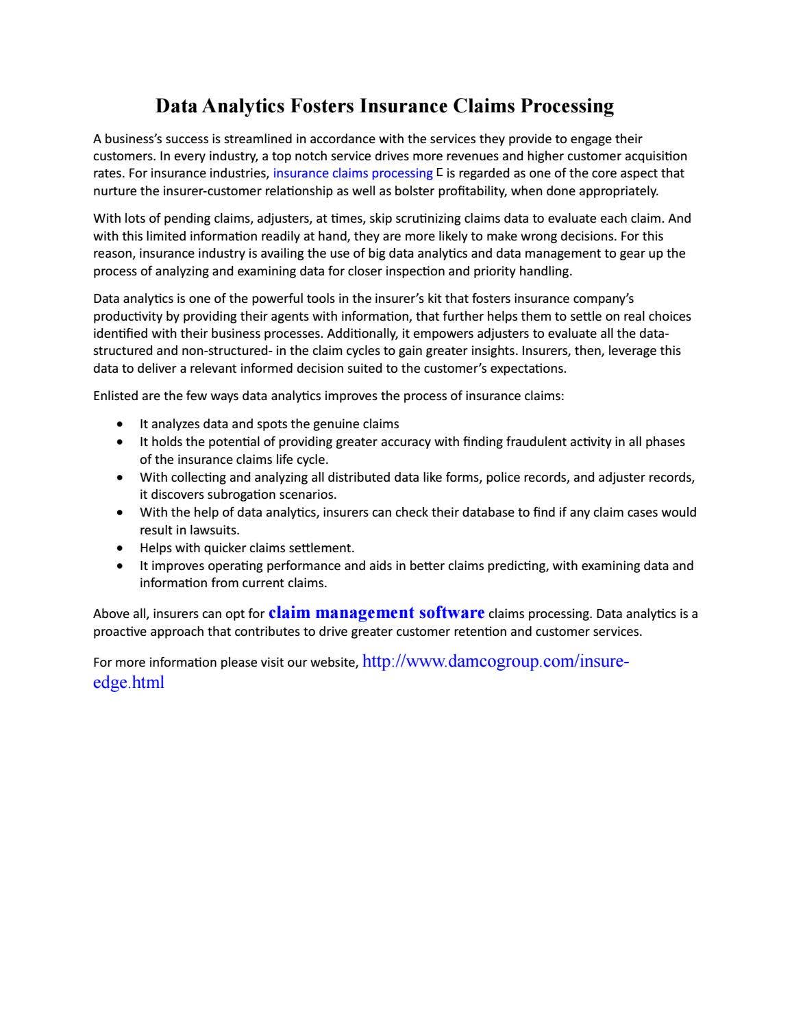 Claims Processing Automation - InsureEdge by insureedge - Issuu