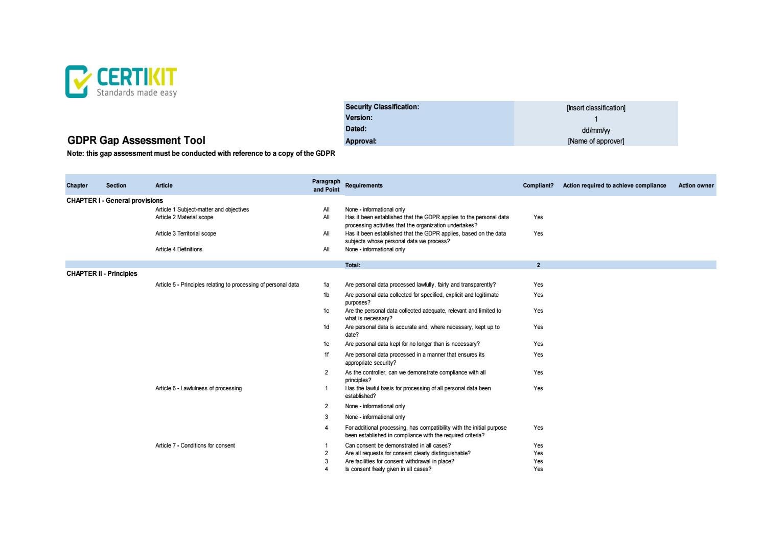 Gdpr form 01 3 gdpr gap assessment tool by CertiKit Limited - Issuu