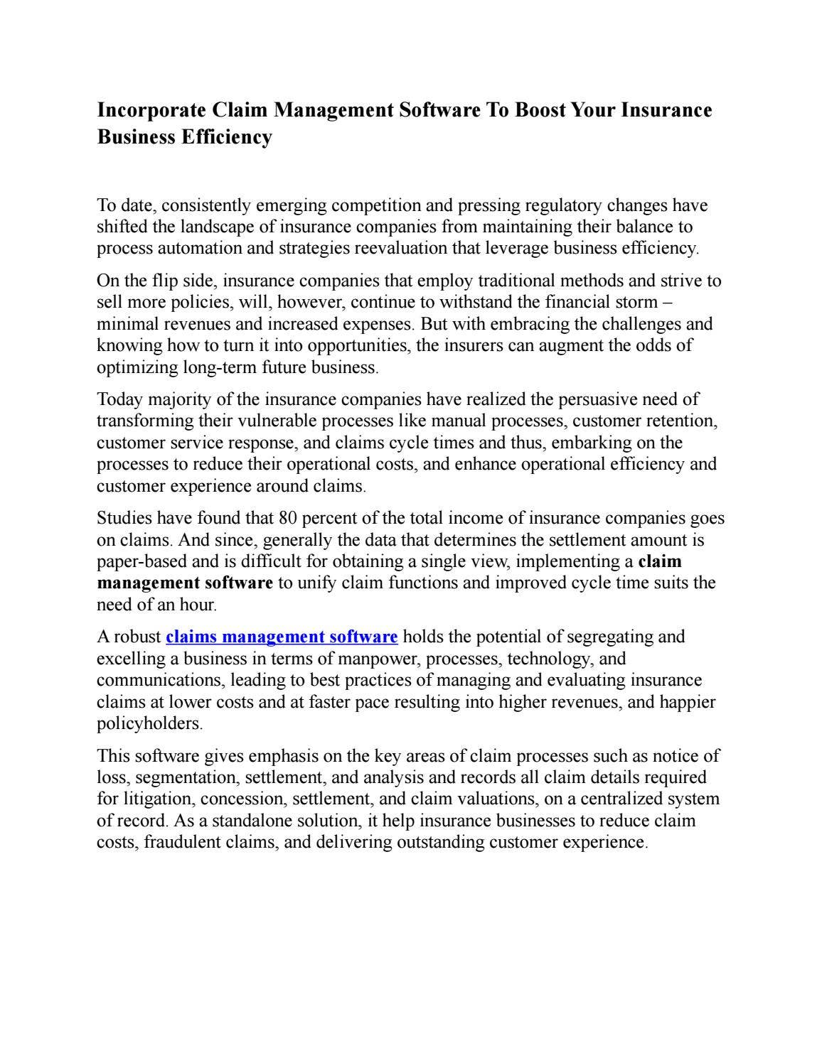 Incorporate Claim Management Software To Boost Your Insurance Business ...