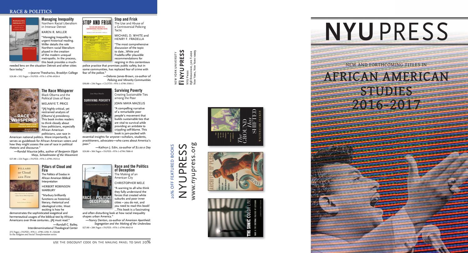African American Studies 2016 by NYU Press - Issuu
