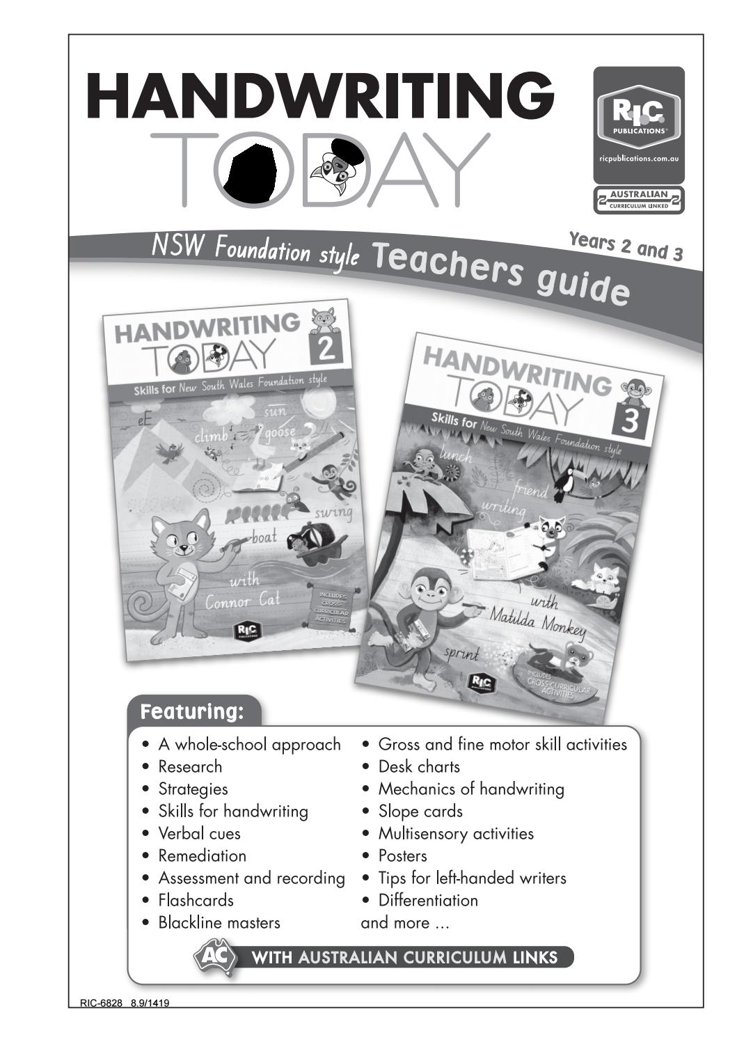 Handwriting Today (NSW Foundation Font) - Teacher Guide: Years 2 & 3 by ...