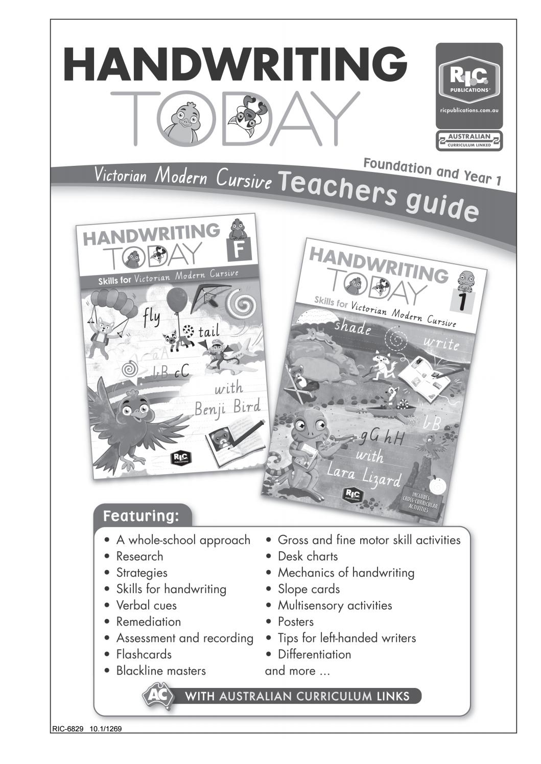 Handwriting Today (VIC Modern Cursive) - Teacher Guide: Foundation ...