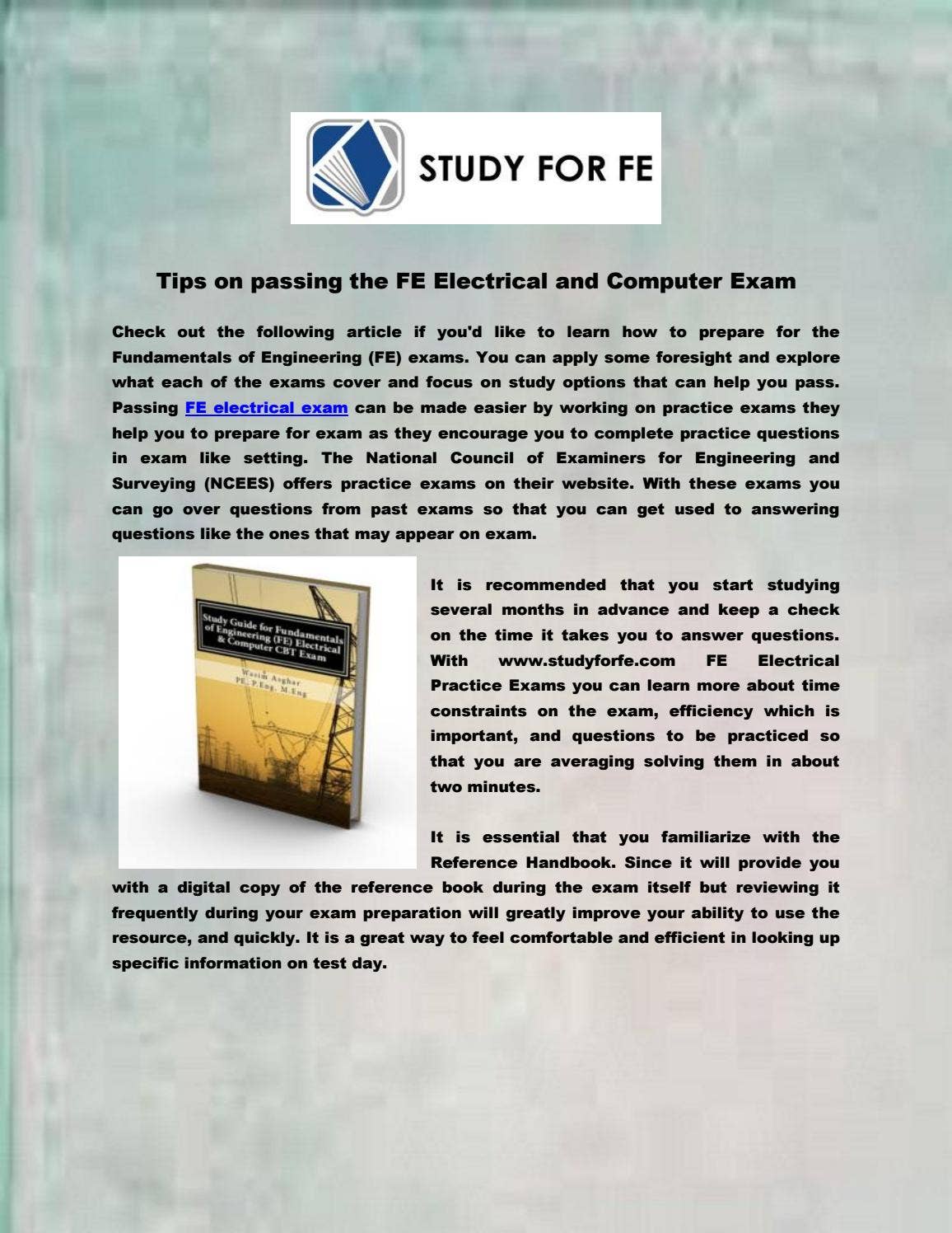 Tips on passing the FE Electrical and Computer Exam by Wasim Asghar - Issuu