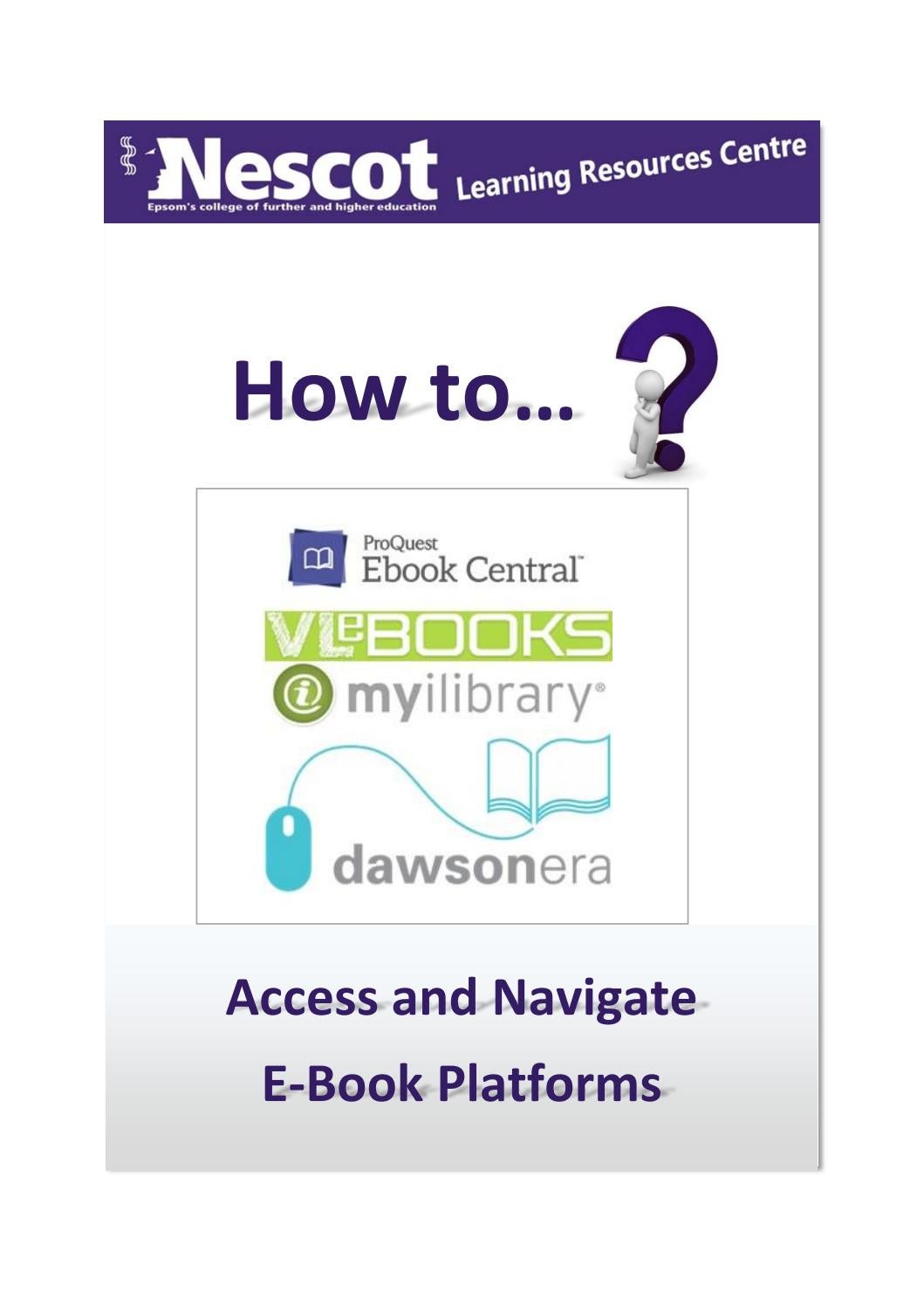How to access e-book platforms by Nescot College Learning Resources ...