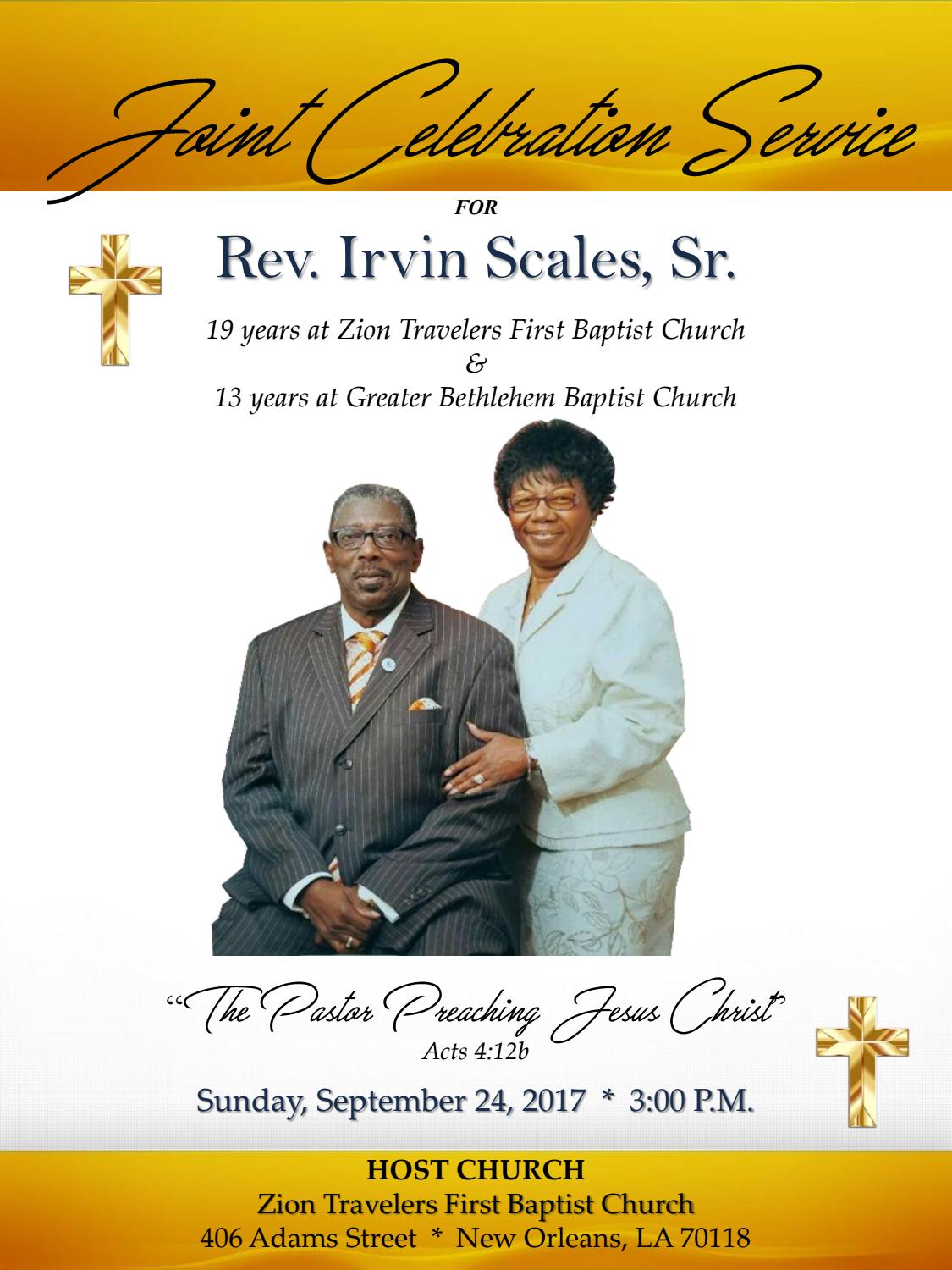 Pastor Irvin Scales Anniversary 2017 by Our Celebrations of Life - Issuu