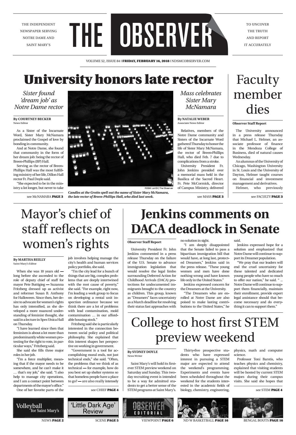 Print Edition of The Observer for Friday, February 16, 2018 by The ...