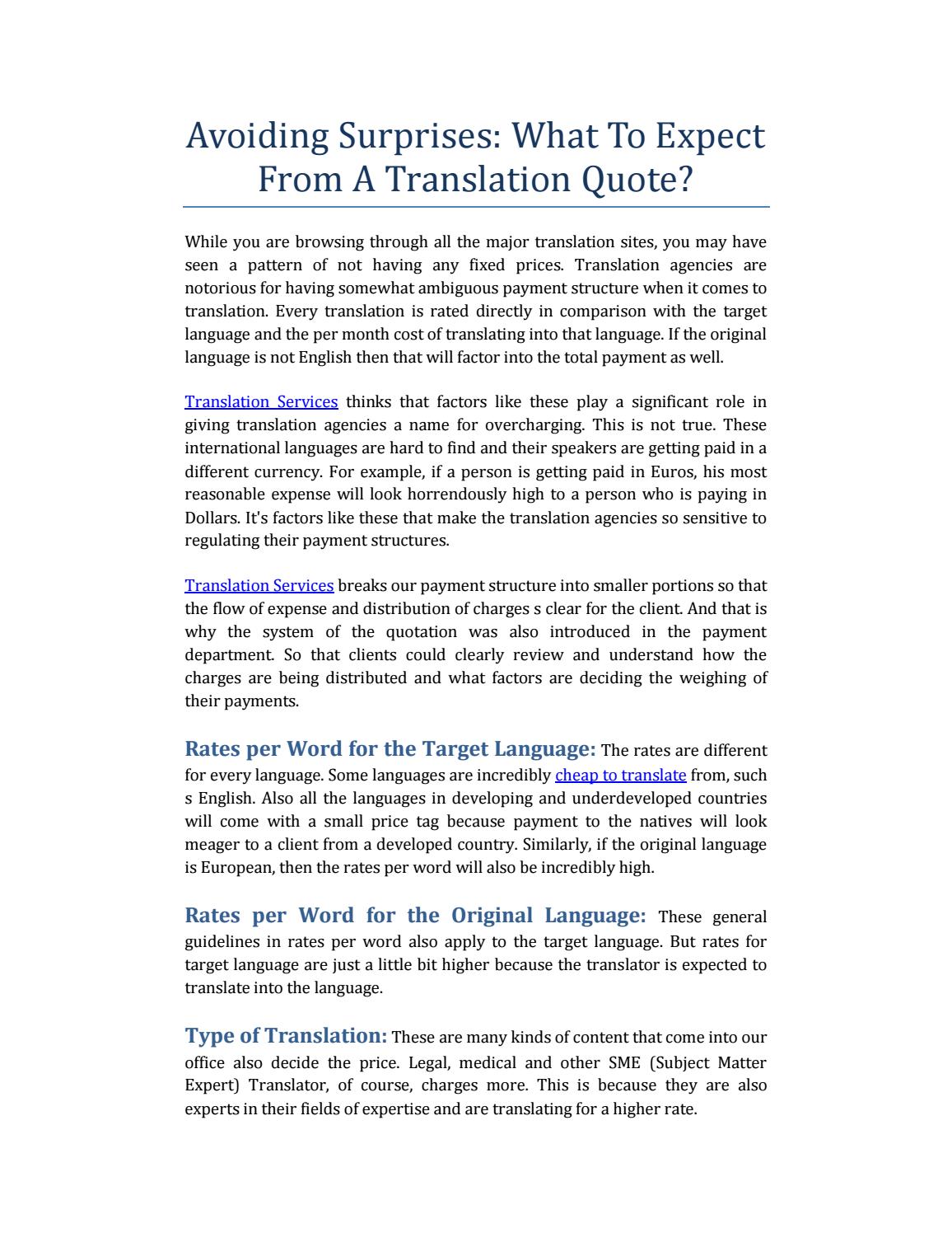 Avoiding surprises when buying translation services by Universal ...