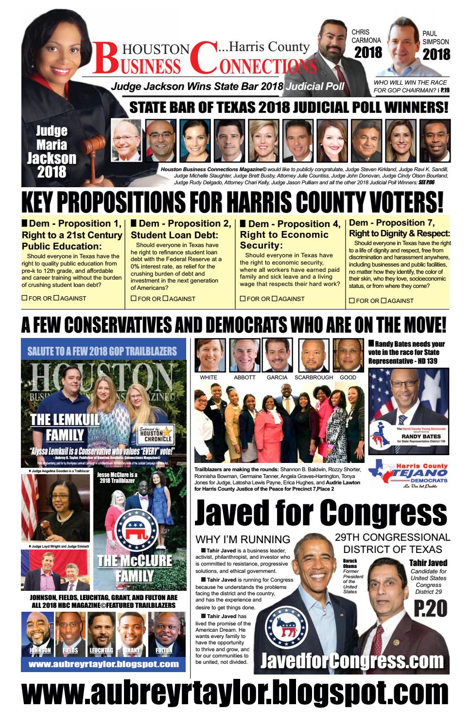 2018 Houston Business Connections Newspaper Candidates Who Value Our ...