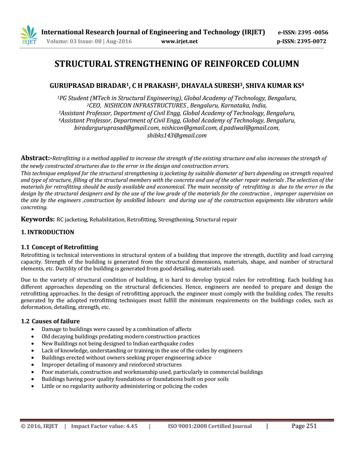 IRJET-Structural Strengthening Of Reinforced Column by IRJET Journal ...