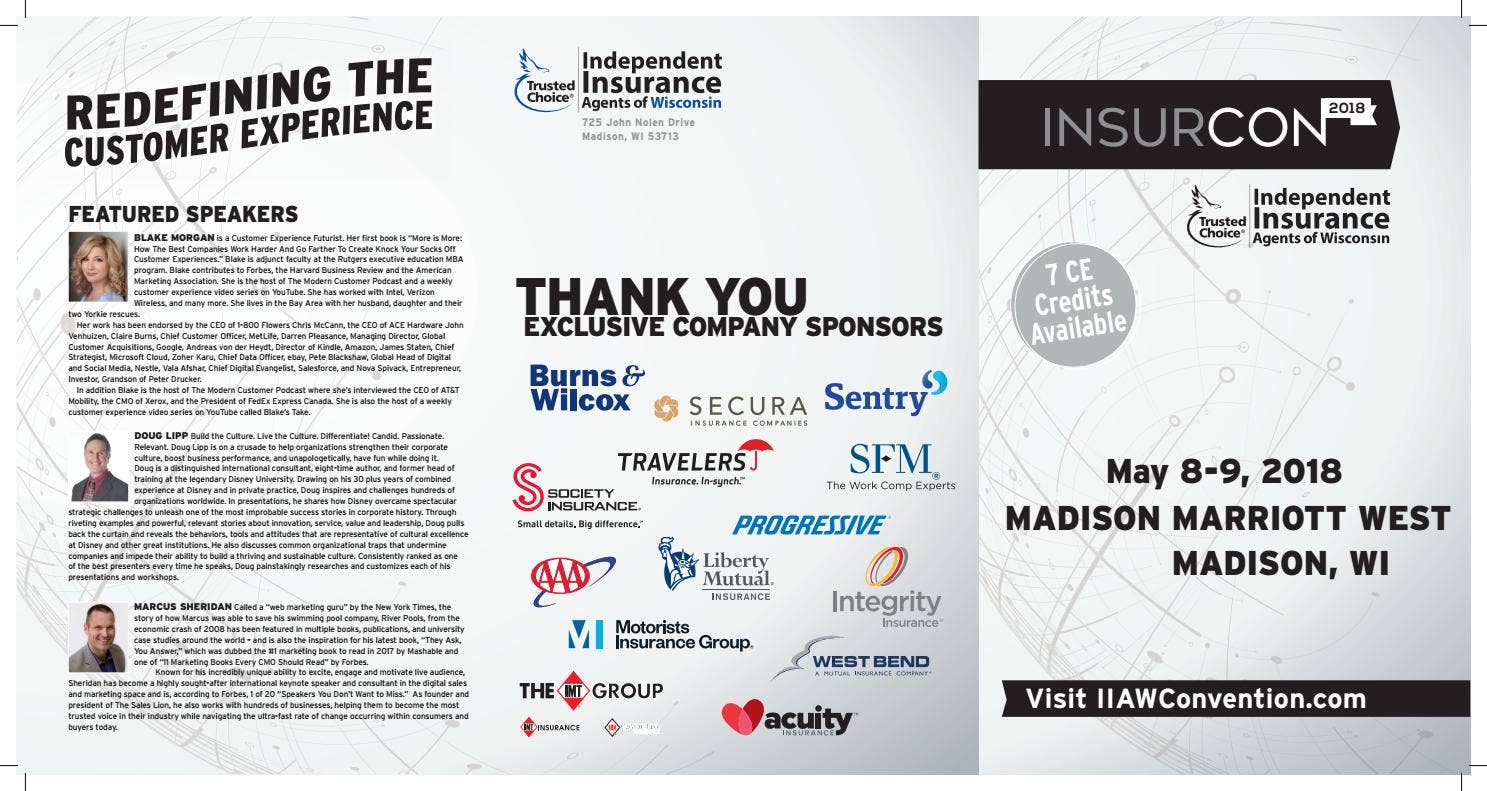 InsurCon 2018 Brochure by Independent Insurance Agents of Wisconsin - Issuu