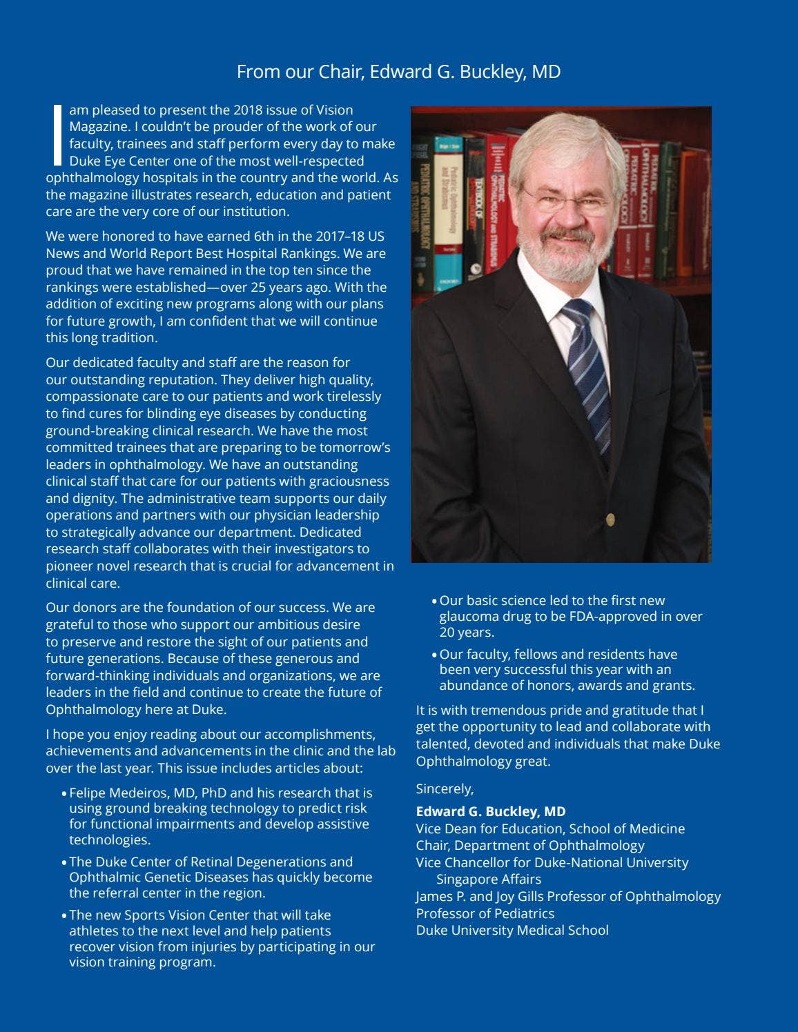 2018 VISION Magazine by Duke Eye Center - VISION magazine - Issuu