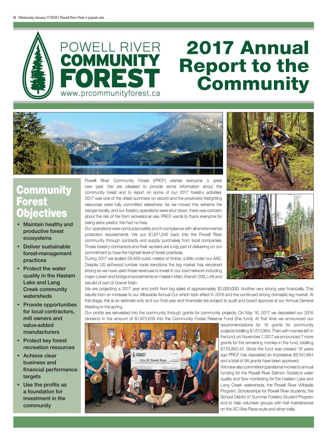 Powell River Community Forest 2017 Annual Report by The Peak - Issuu