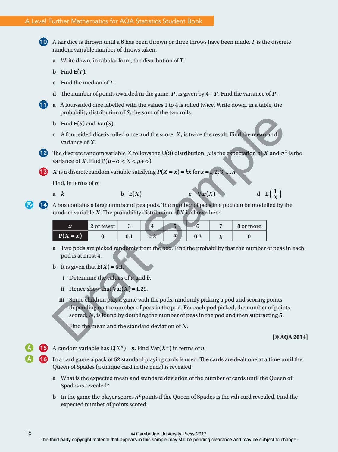 Preview A Level Further Mathematics for AQA Statistics Sample by Cambridge International ...