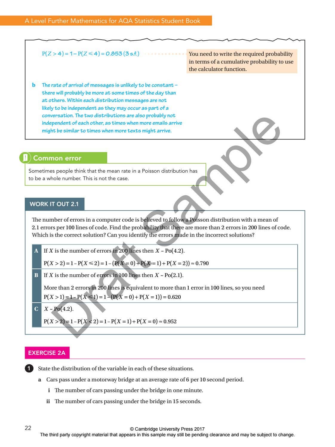 Preview A Level Further Mathematics for AQA Statistics Sample by Cambridge International ...