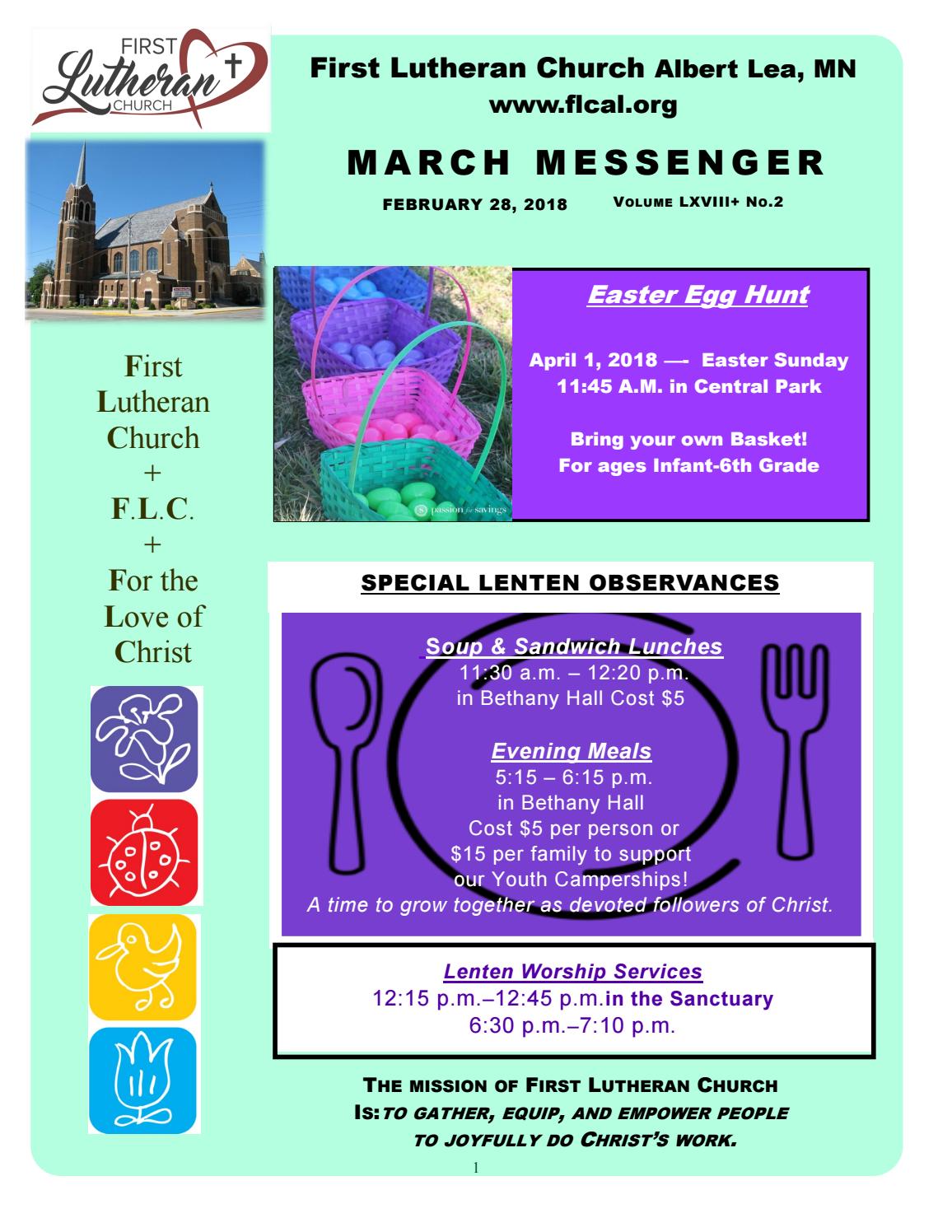 March 2018 by First Lutheran Church Messenger - Issuu